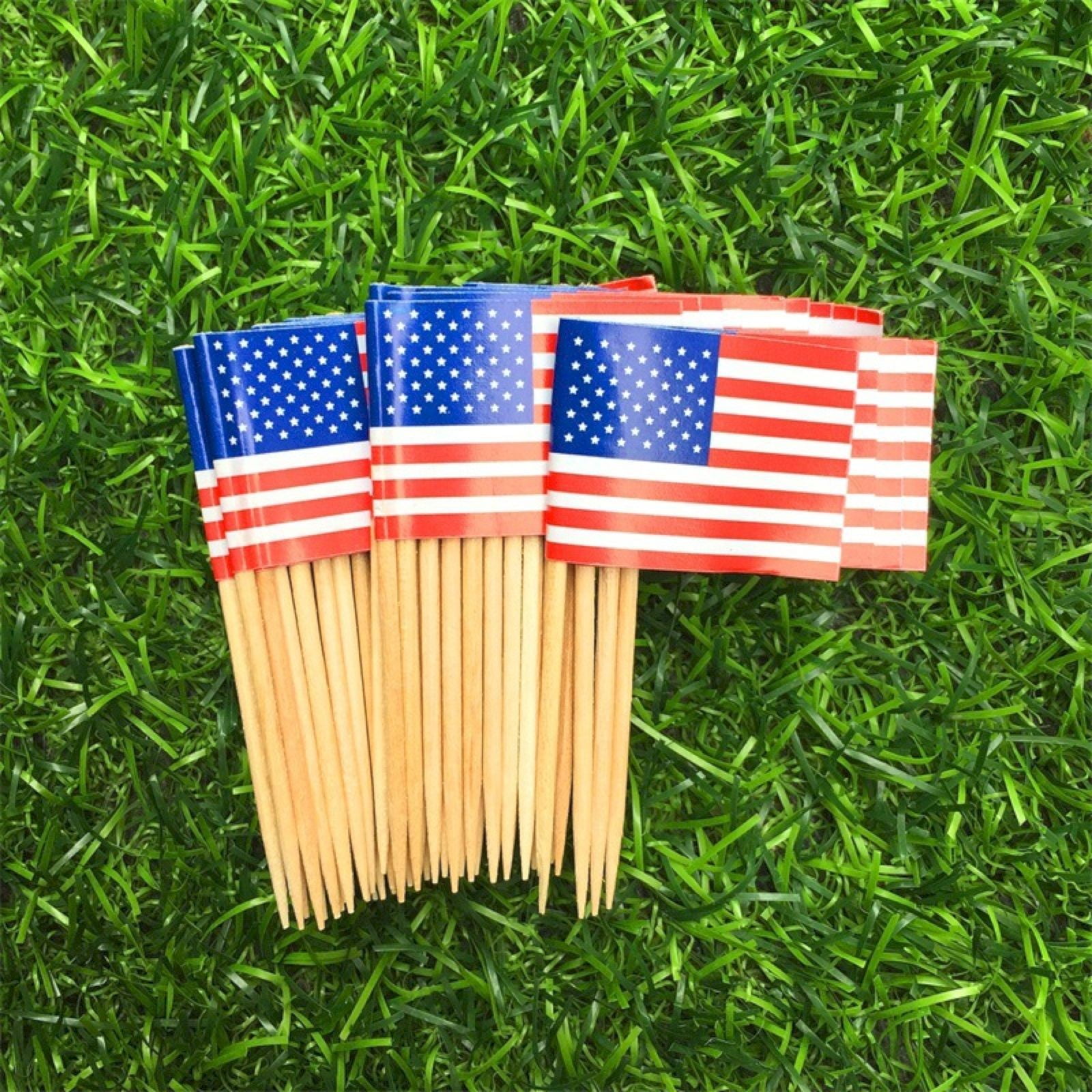 Xoiie 100 Pcs 4th of July American Toothpick, Flag Toppers Cake ...