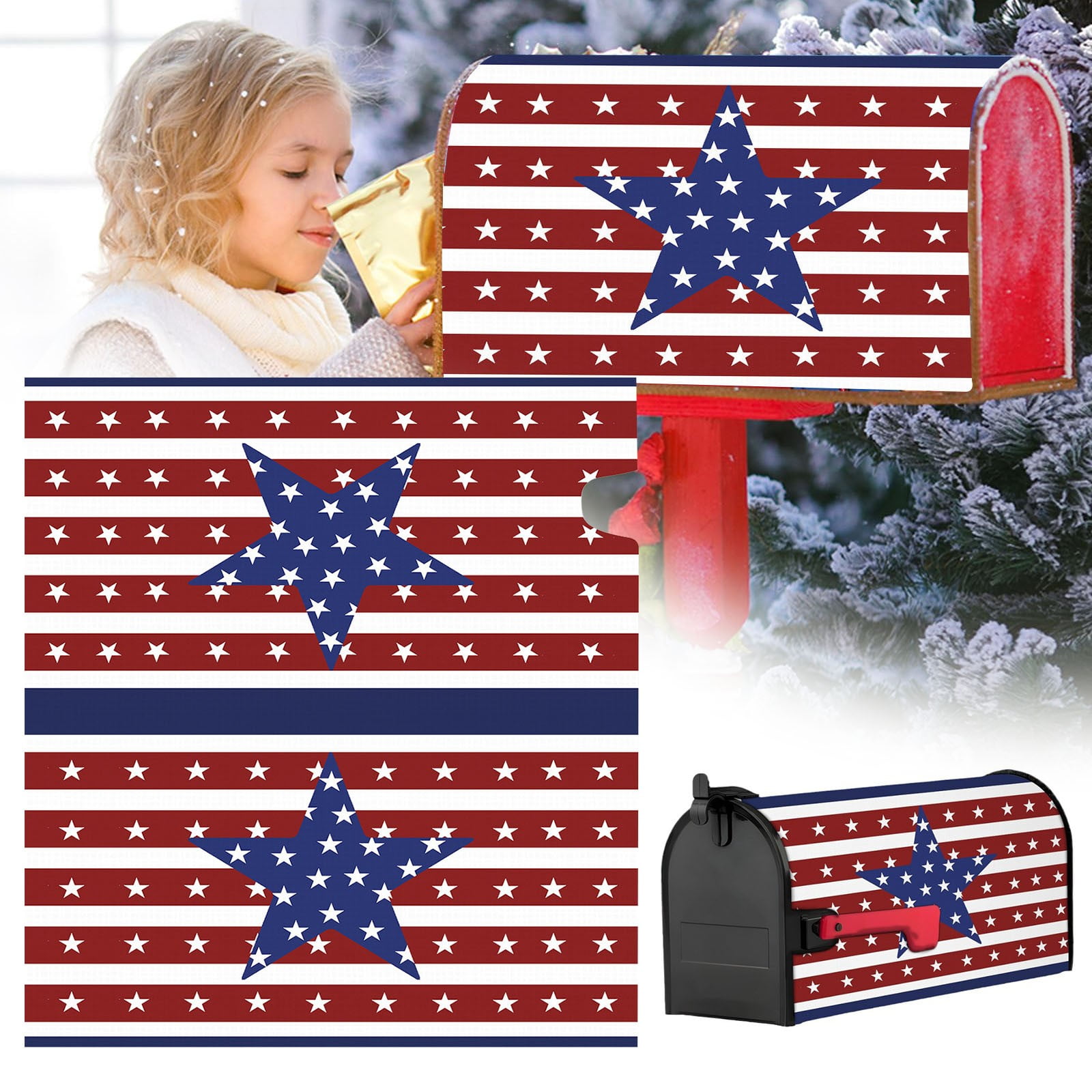 Xoiie American Flag Patriotic Mailbox Cover, 4th of July God America ...