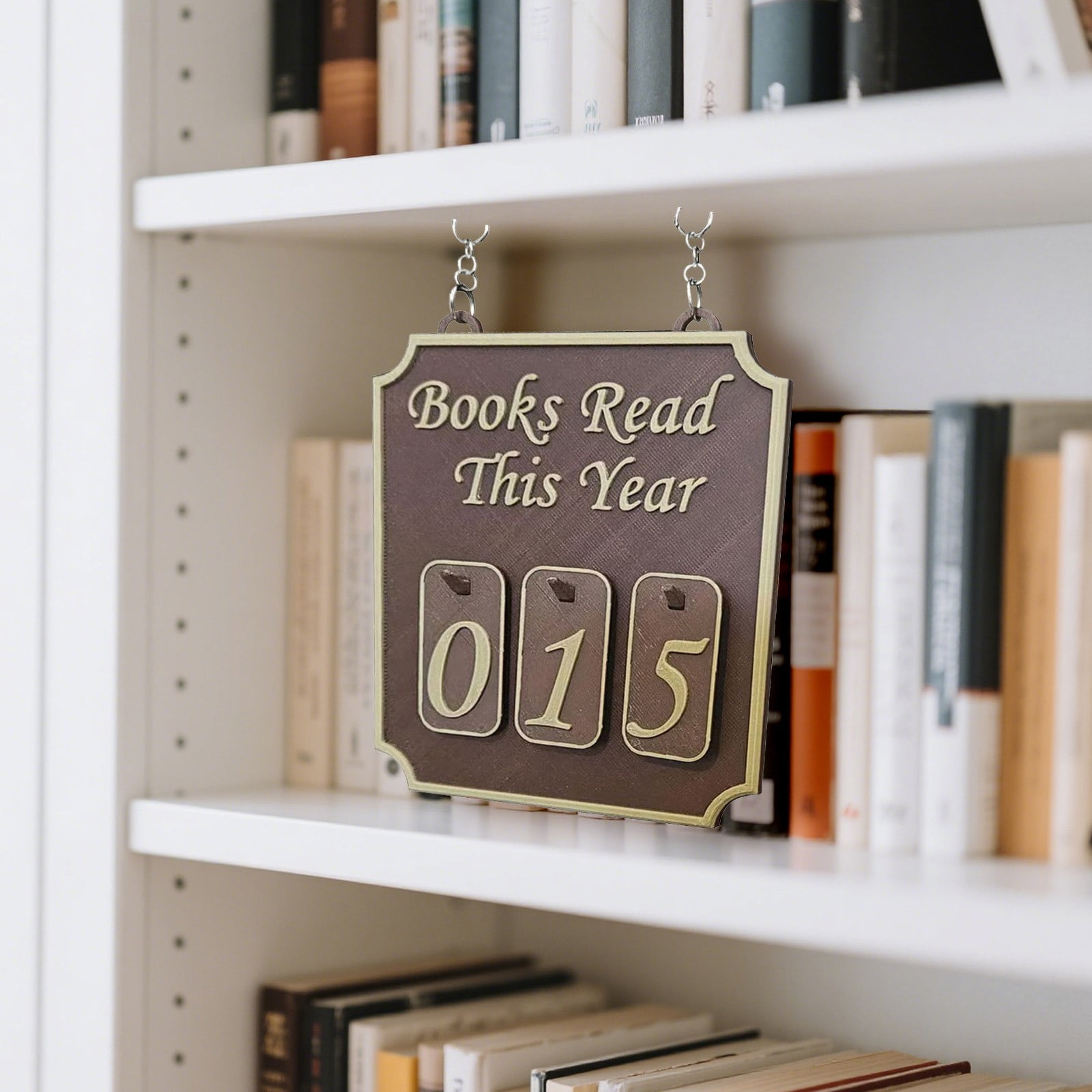 Xoiie Handmade Books Read This Year Counter & Sign, Hanging Bookshelf ...