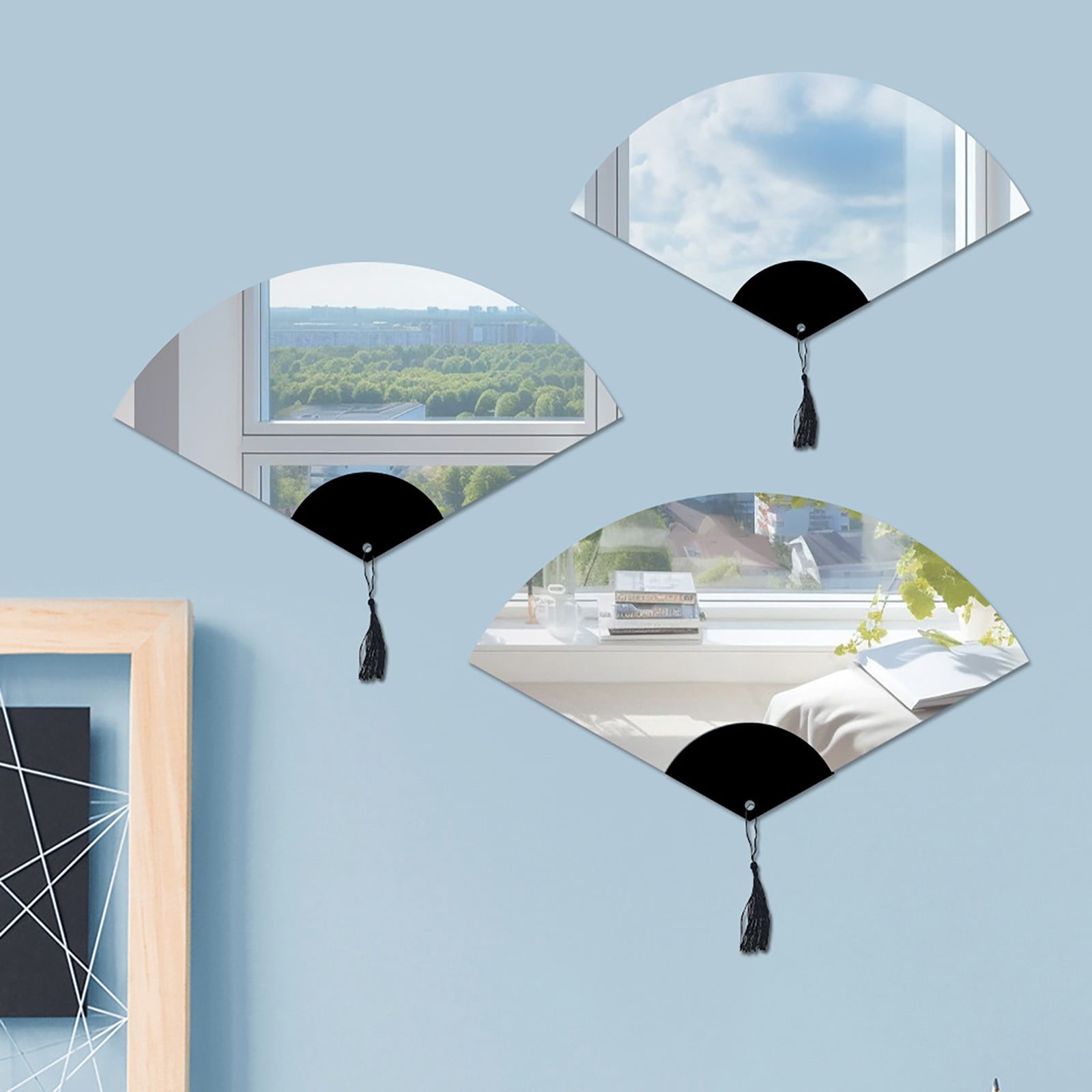 Xoiie Home Decor Room Decor Fan Mirror Wall Mirror Decor, 10 in Fan ...