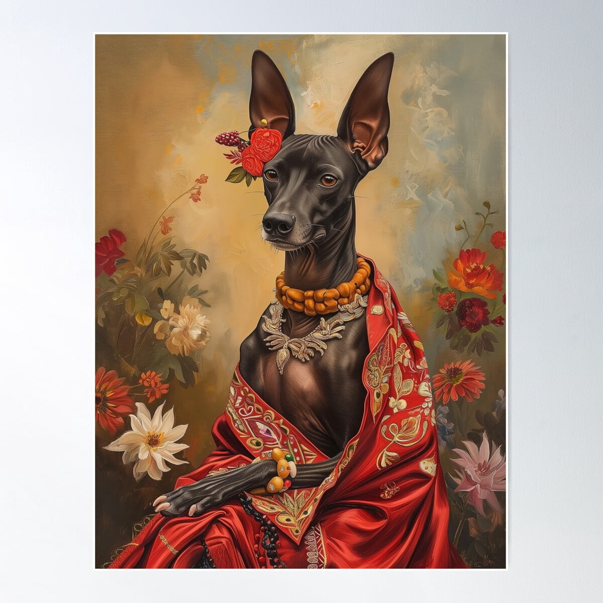 Xoloitzcuintli Folk Art Dog Poster Wall Art, Modern Wall Decor For ...