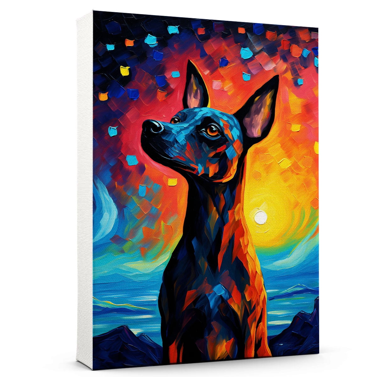 Xoloitzcuintli Gift Starry Night Dog Canvas Wall Art Famous Oil ...