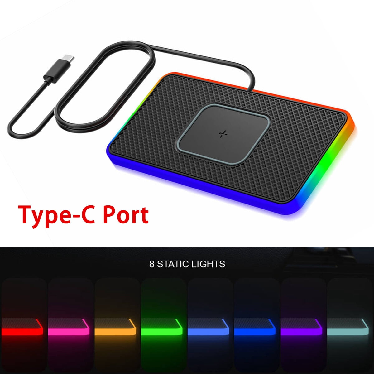 Xomzema Car Wireless Charger Upgraded Breathing Atmosphere Light 15W ...