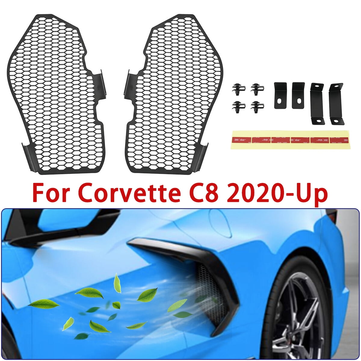Xomzema For Corvette C8 2020-2023 Blck Aluminum Side Intake Mesh Guards ...