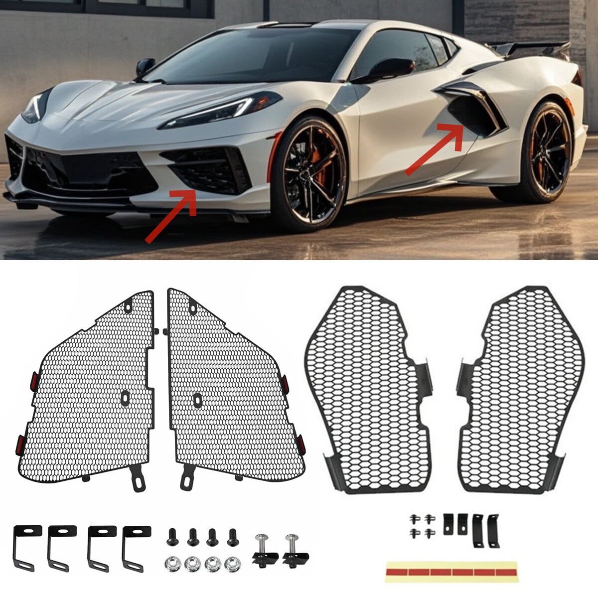 Xomzema For Corvette C8 2020-2023 Front Radiator Grille Guards & Side ...