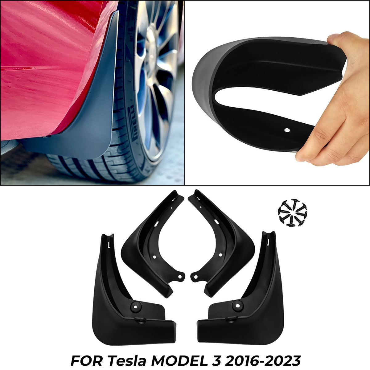 Xomzema For Tesla Model 3 2016-2023 4PCS Mud Flap Splash Guard Fender ...