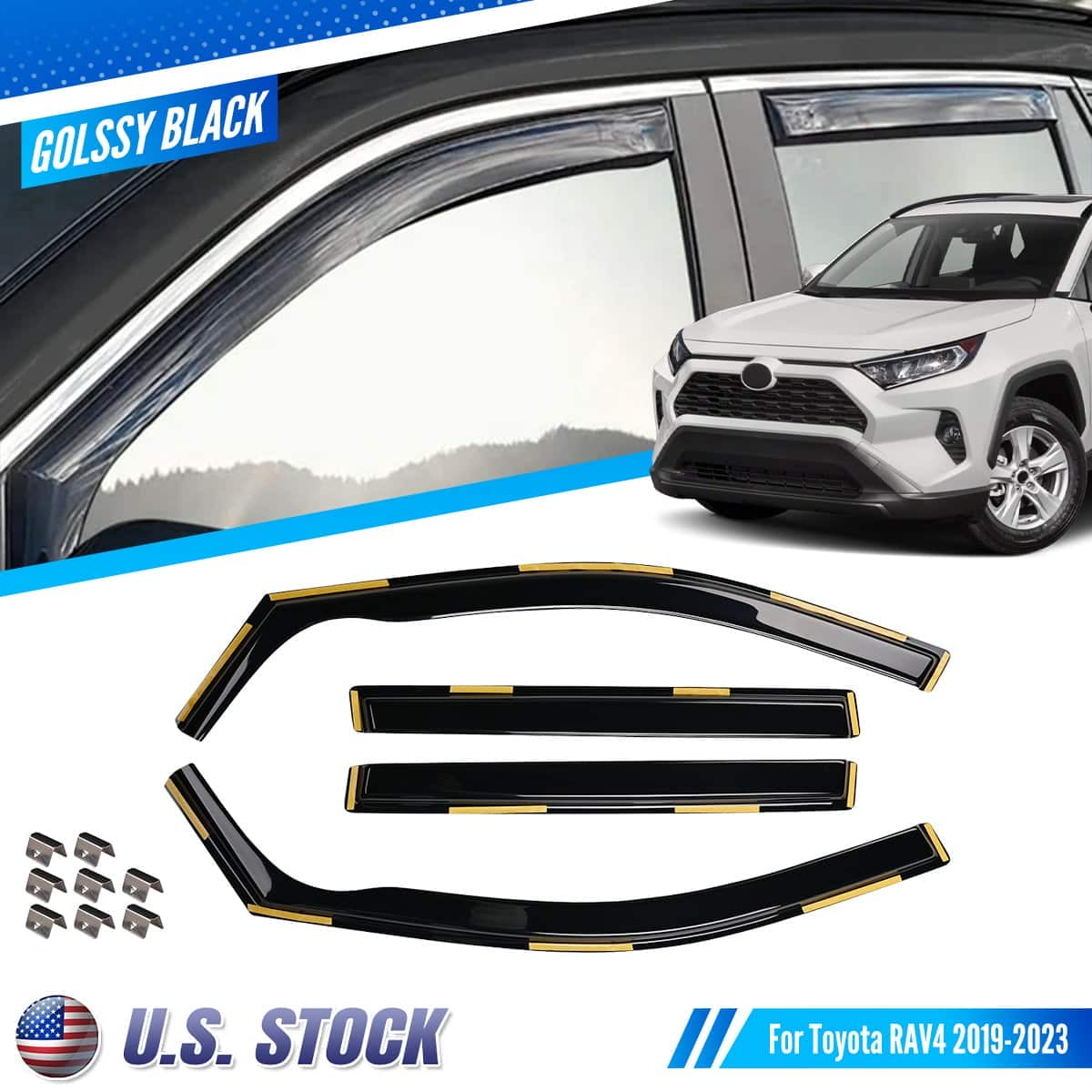 Xomzema For Toyota RAV4 2019-2023 4PCS Car In-channel Window Visors ...