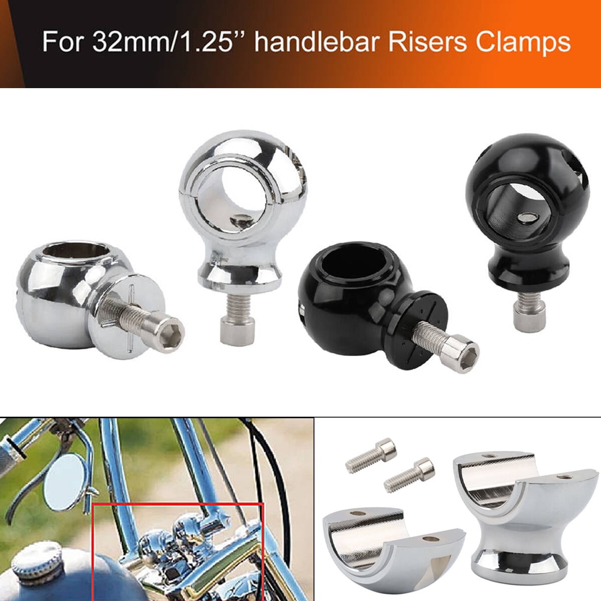 Xomzema Round Head Handlebar Riser Kit for Harley Models & Other with 1 ...