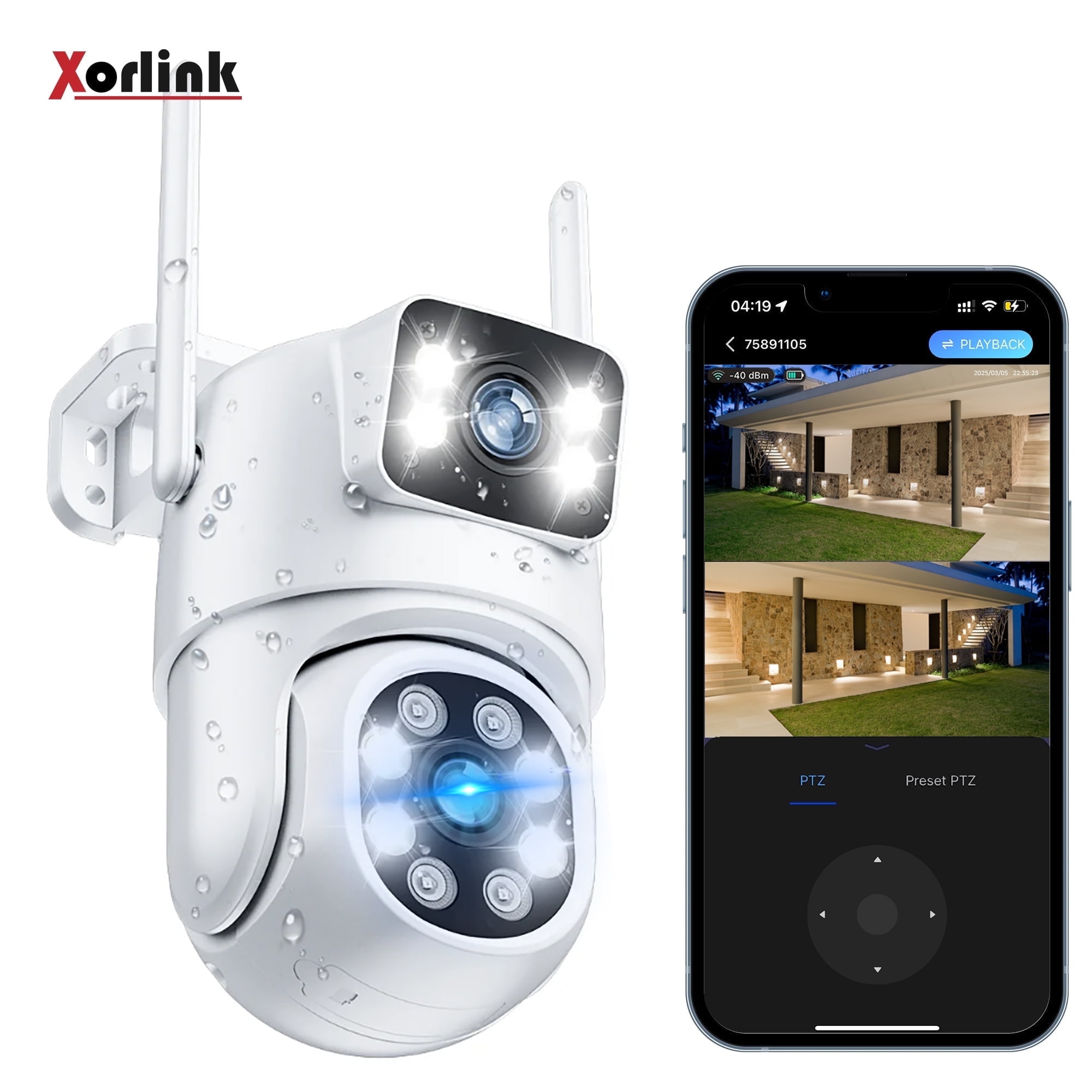 Xorlink 4K Dual Lens Outdoor Security Camera, WiFi PTZ, Auto Tracking ...