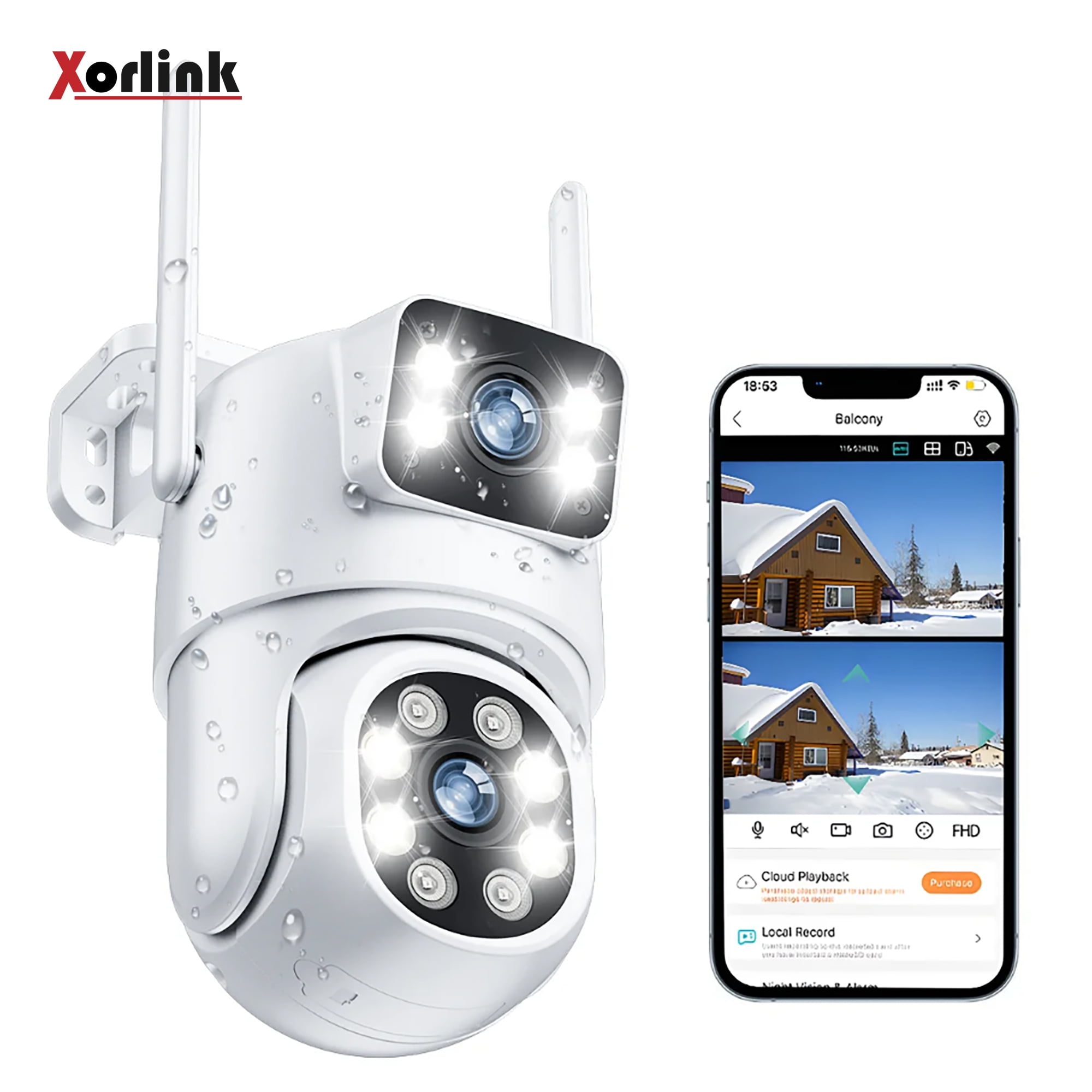 Xorlink Dual Lens Outdoor Security Camera, 4K WiFi PTZ Outside Cameras ...
