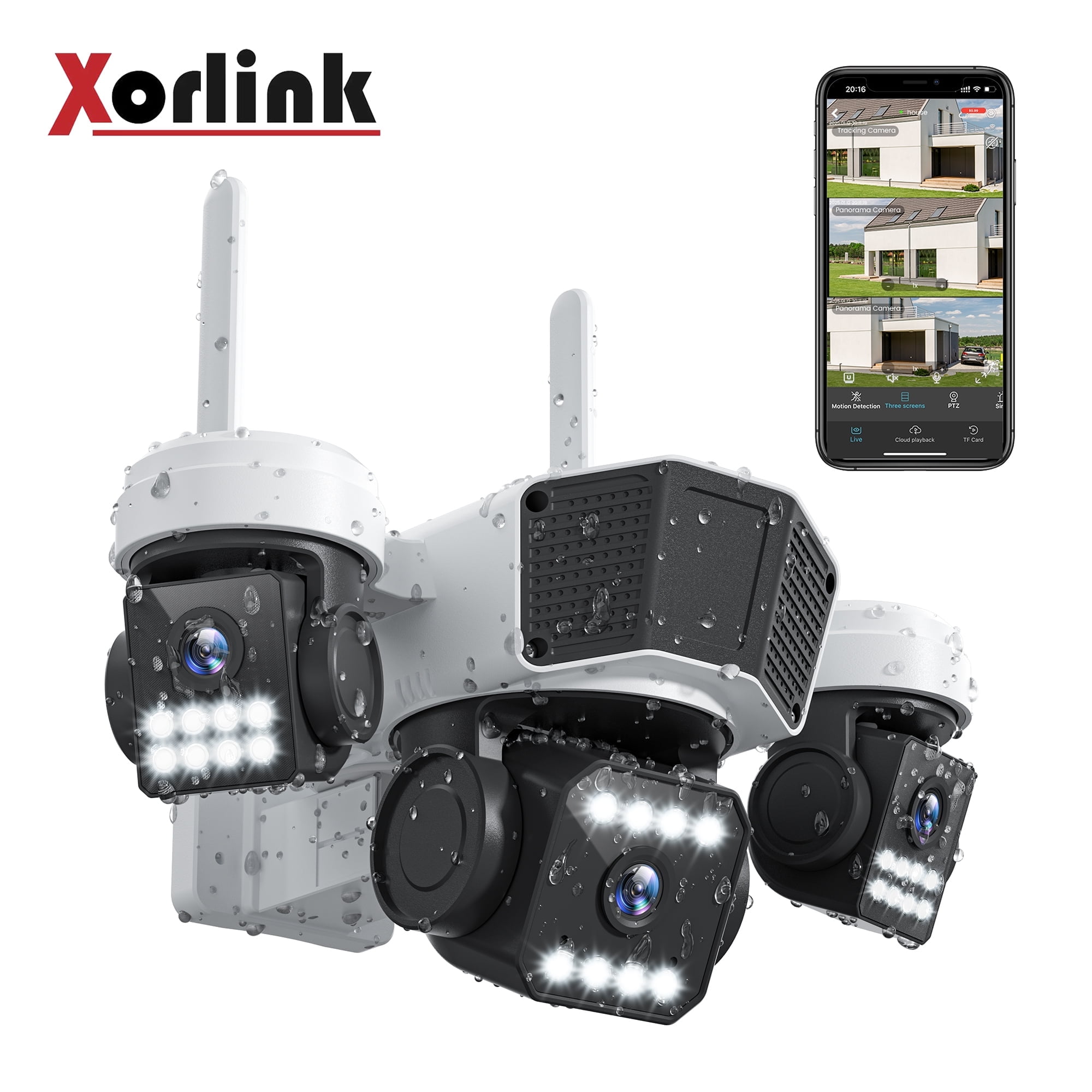 Xorlink Three-Lens Security Camera Outdoor 2K HD WiFi Security Camera ...