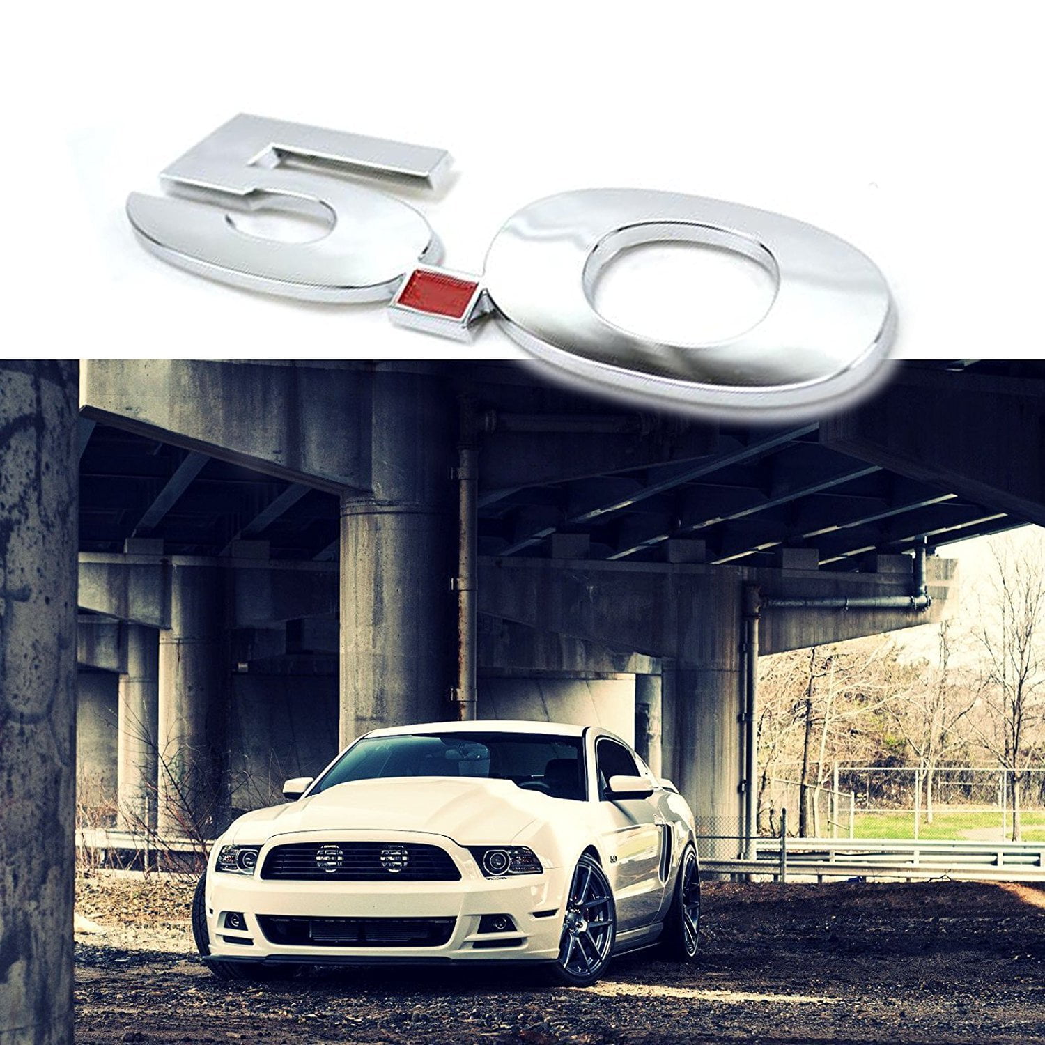 Xotic Tech 1x Side Badge Sticker 3D Logo 5.0 Liter Chrome Finish Fender ...