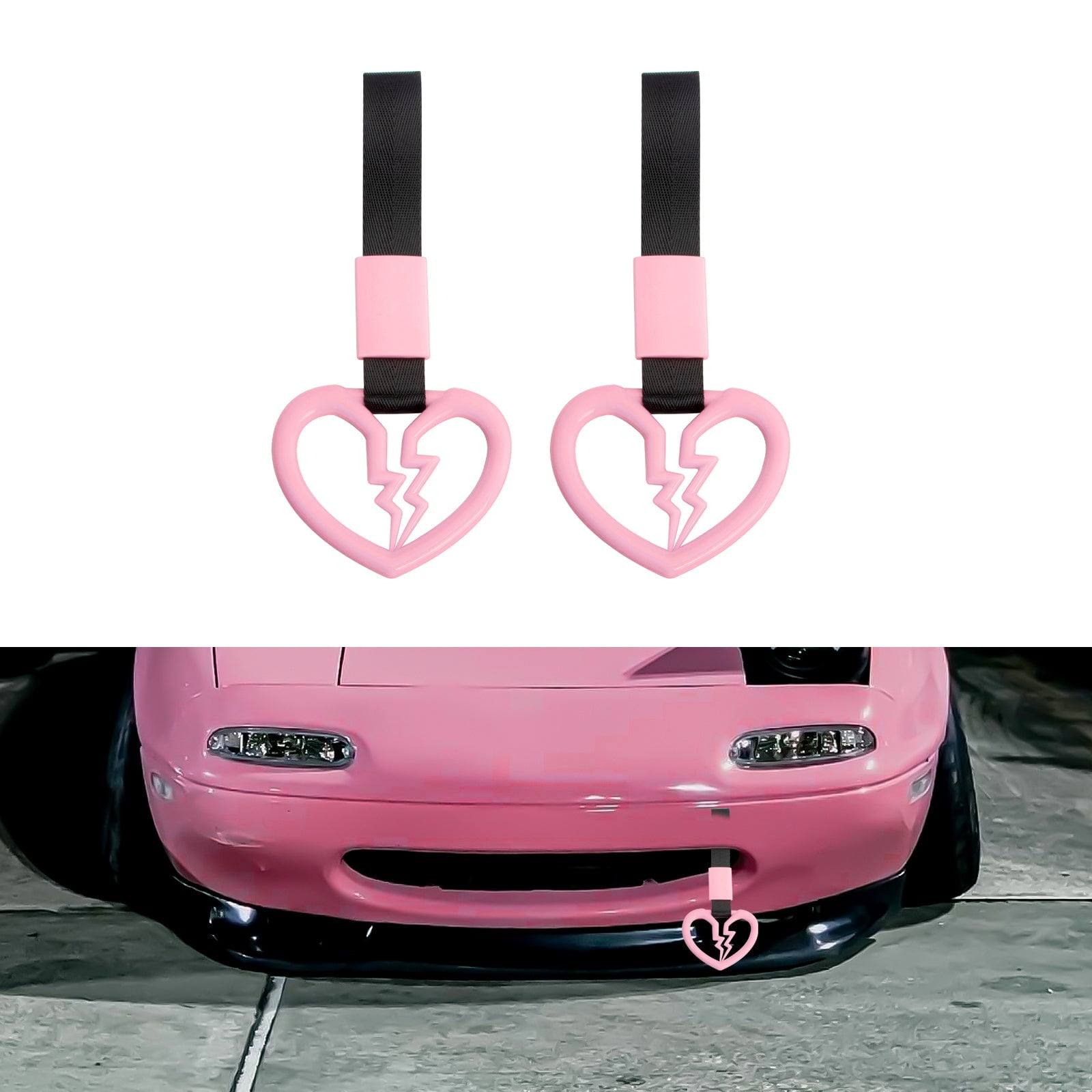Xotic Tech 2 Pieces JDM Broken Heart Shaped Tsurikawa Car Handle Straps ...