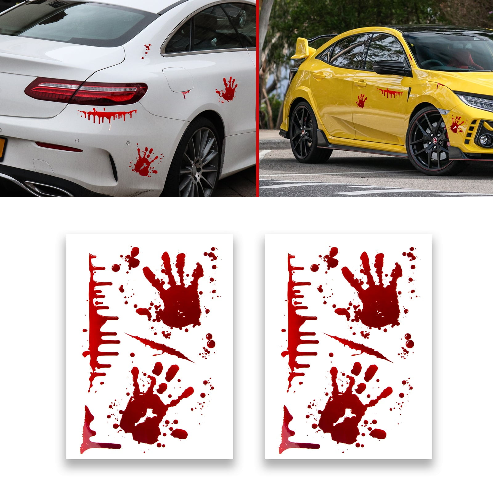 Xotic Tech 2 Sheets Red PVC Blood Dripping Handprint Car Front Rear ...