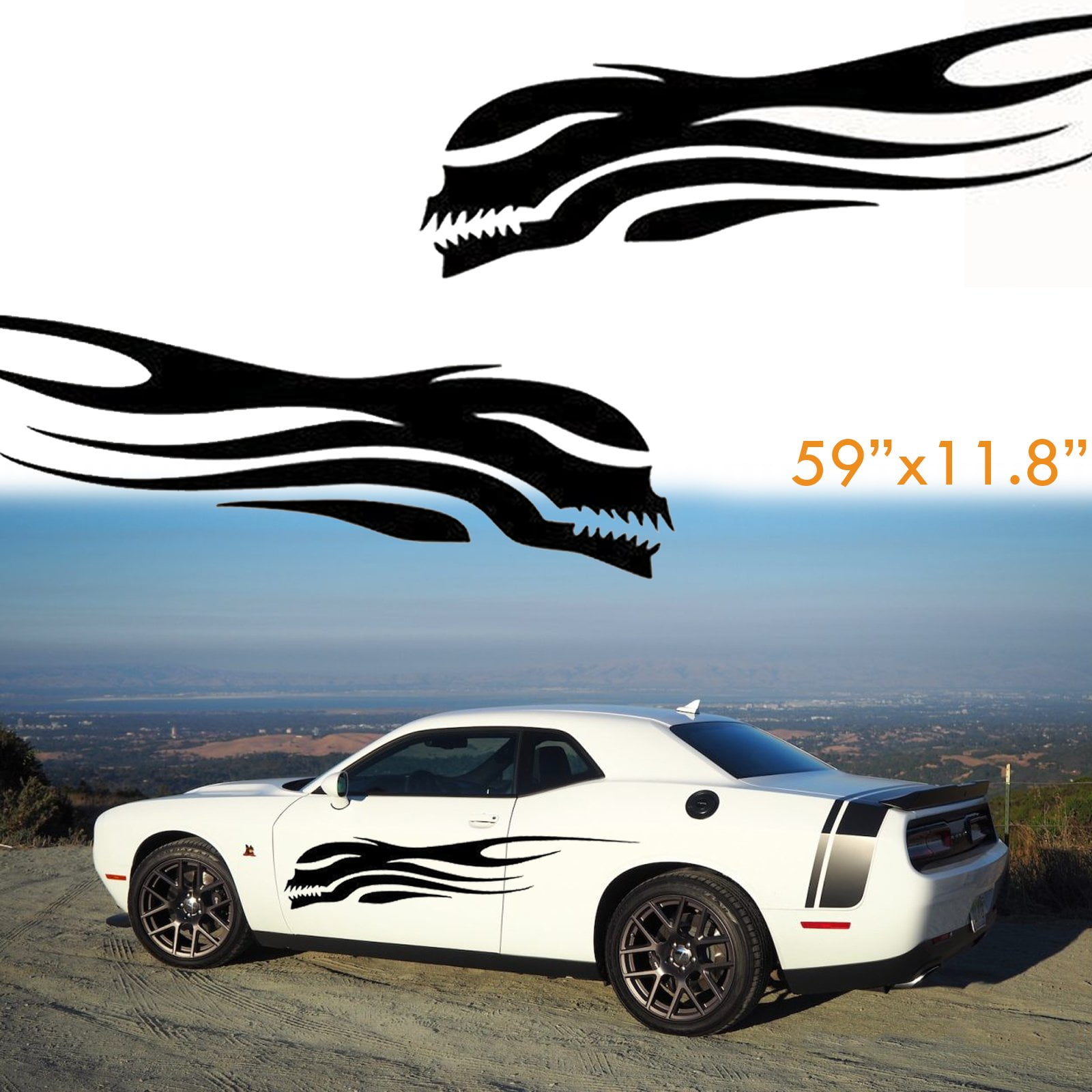 Xotic Tech 2 pieces Custom Black Big Skull Car Side Body Doors Vinyl ...
