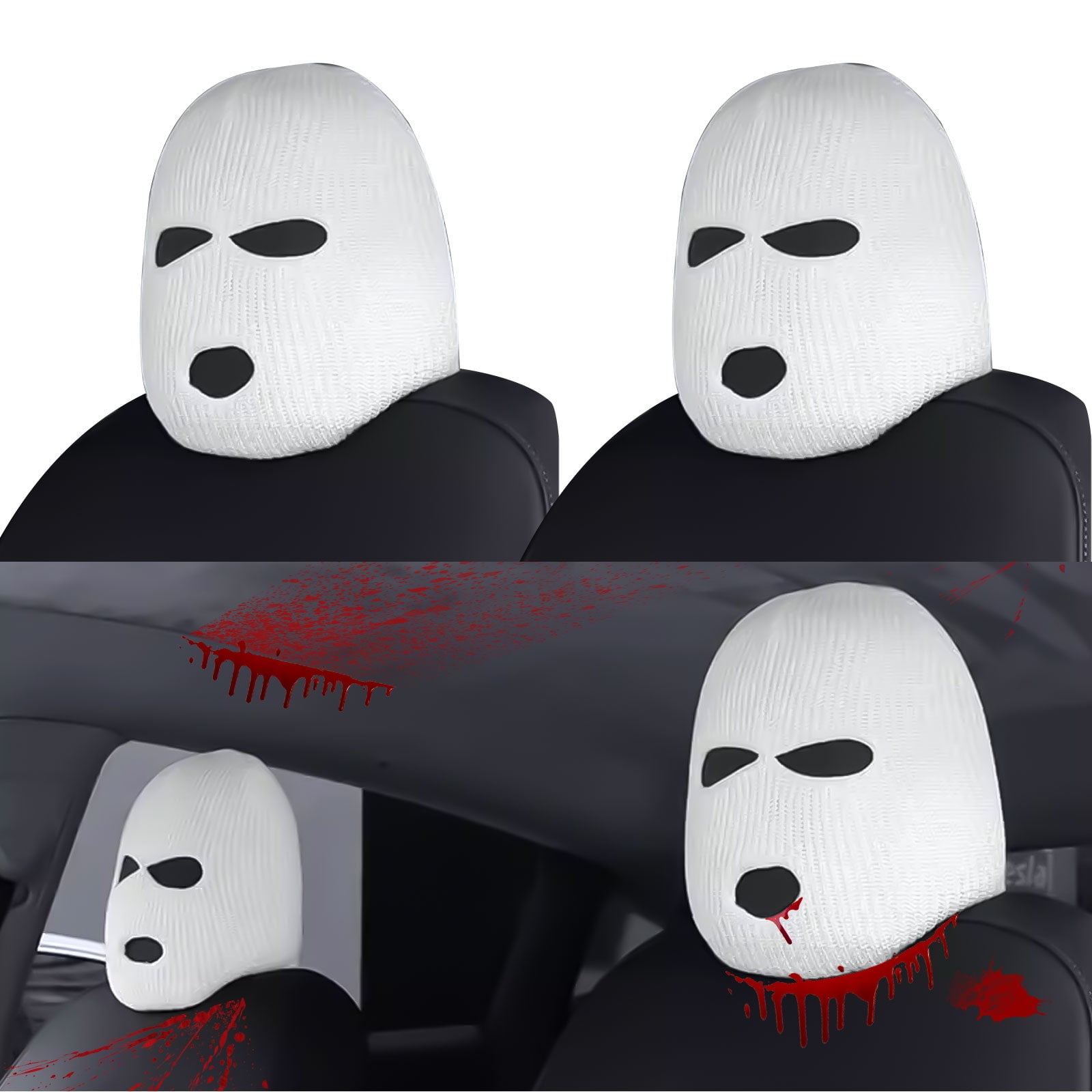 Xotic Tech 2Pcs Car Funny Decoration Spoof Balaclava Face Headrest ...