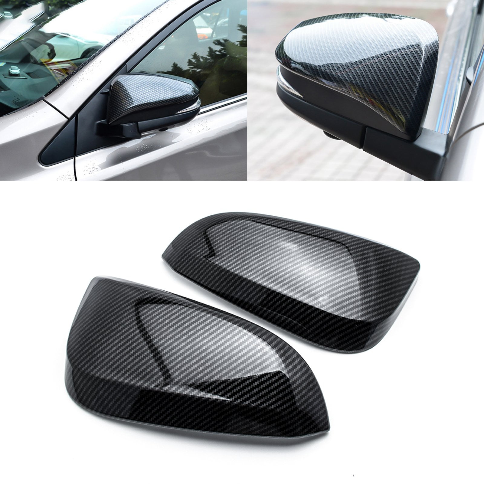 Xotic Tech 2pcs Carbon Fiber Style Side Mirror Cover Trim Direct Add-on ...
