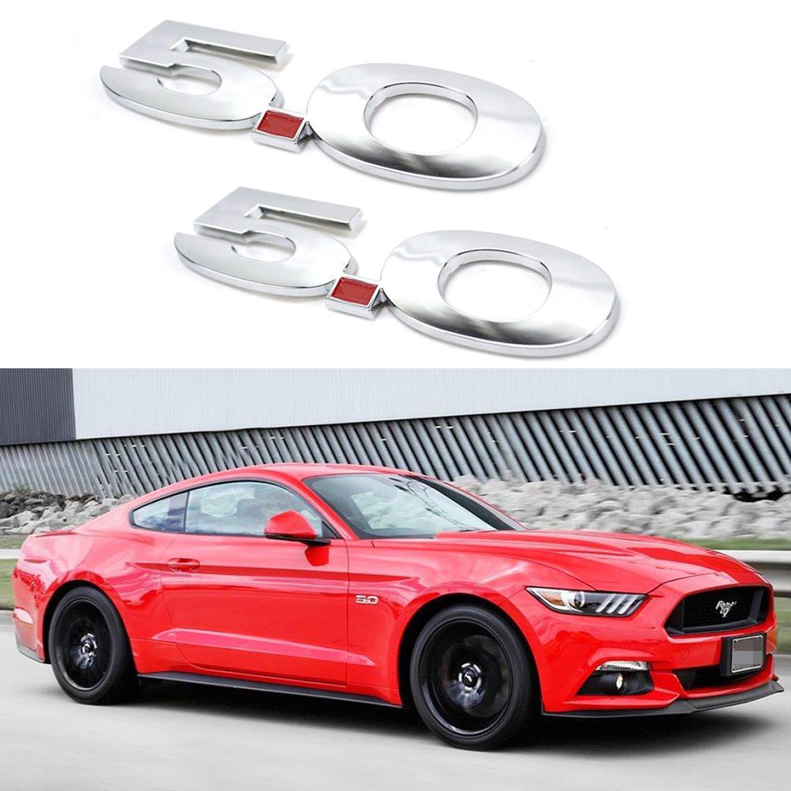 Xotic Tech 2x Side Badge Sticker 3D Logo 5.0 Liter Chrome Finish Fender ...