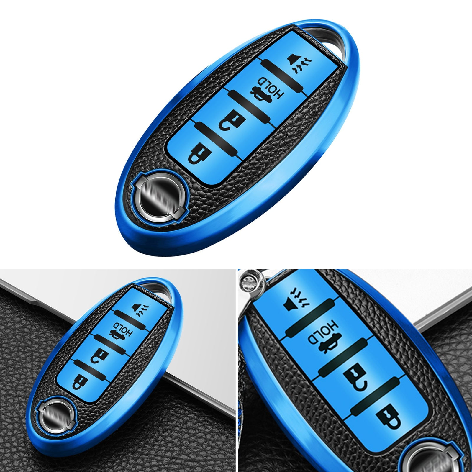 Xotic Tech 4 Buttons Remote Key Fob Shell TPU & Leather Full Protect ...