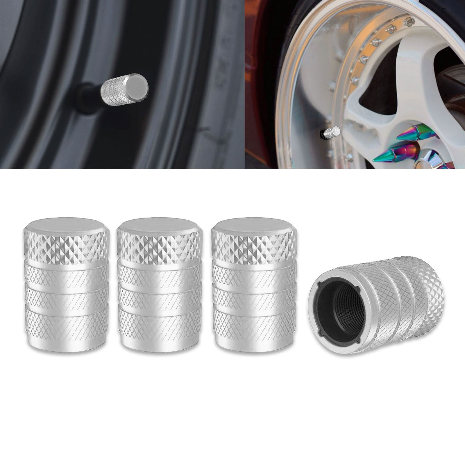 Xotic Tech 4pcs Tire Valve Stem Cover Caps Anodized Aluminum Alloy, Corrosion Resistant Leak ...
