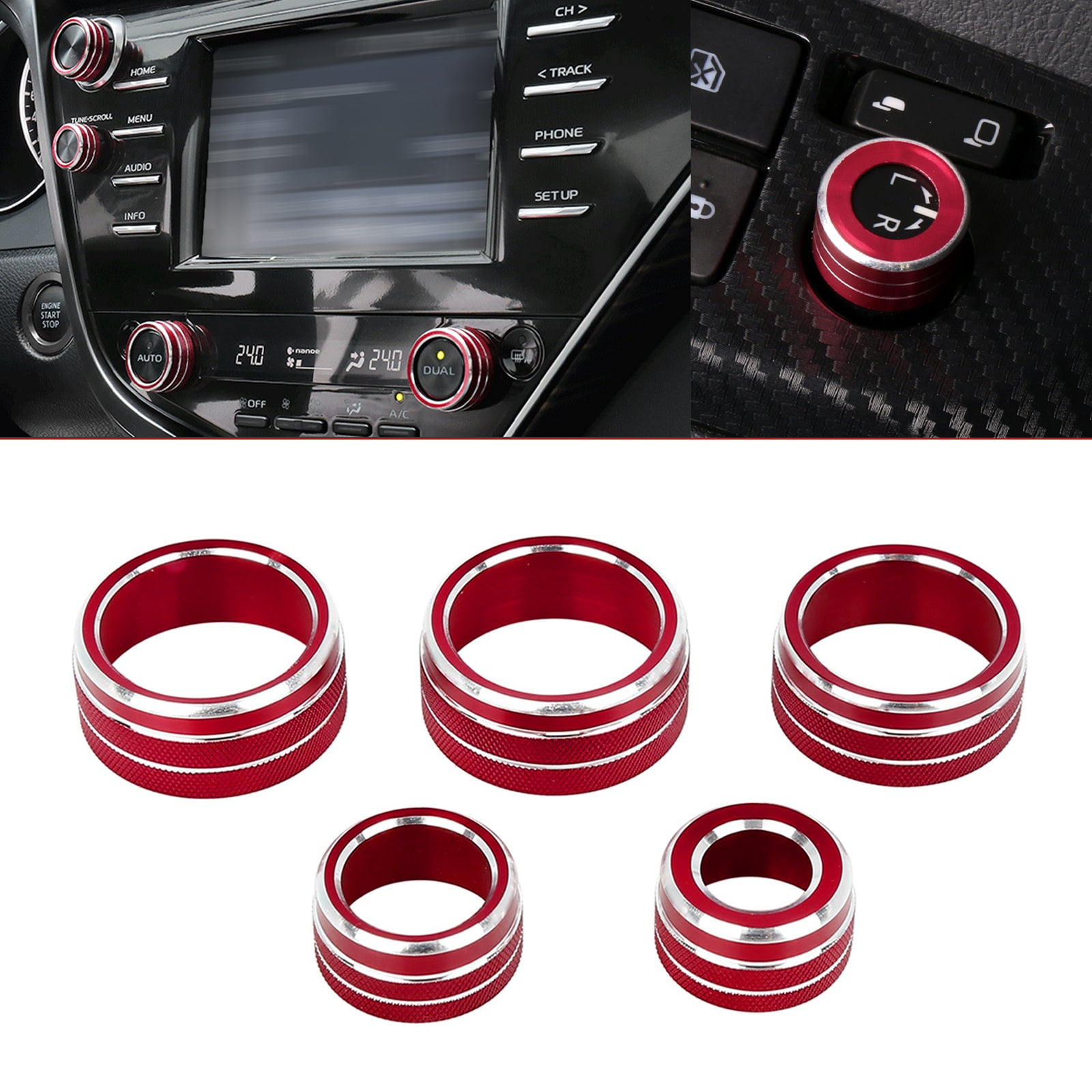 Xotic Tech 5pcs Center Console AC Climate Knob + Audio Knob + Function ...
