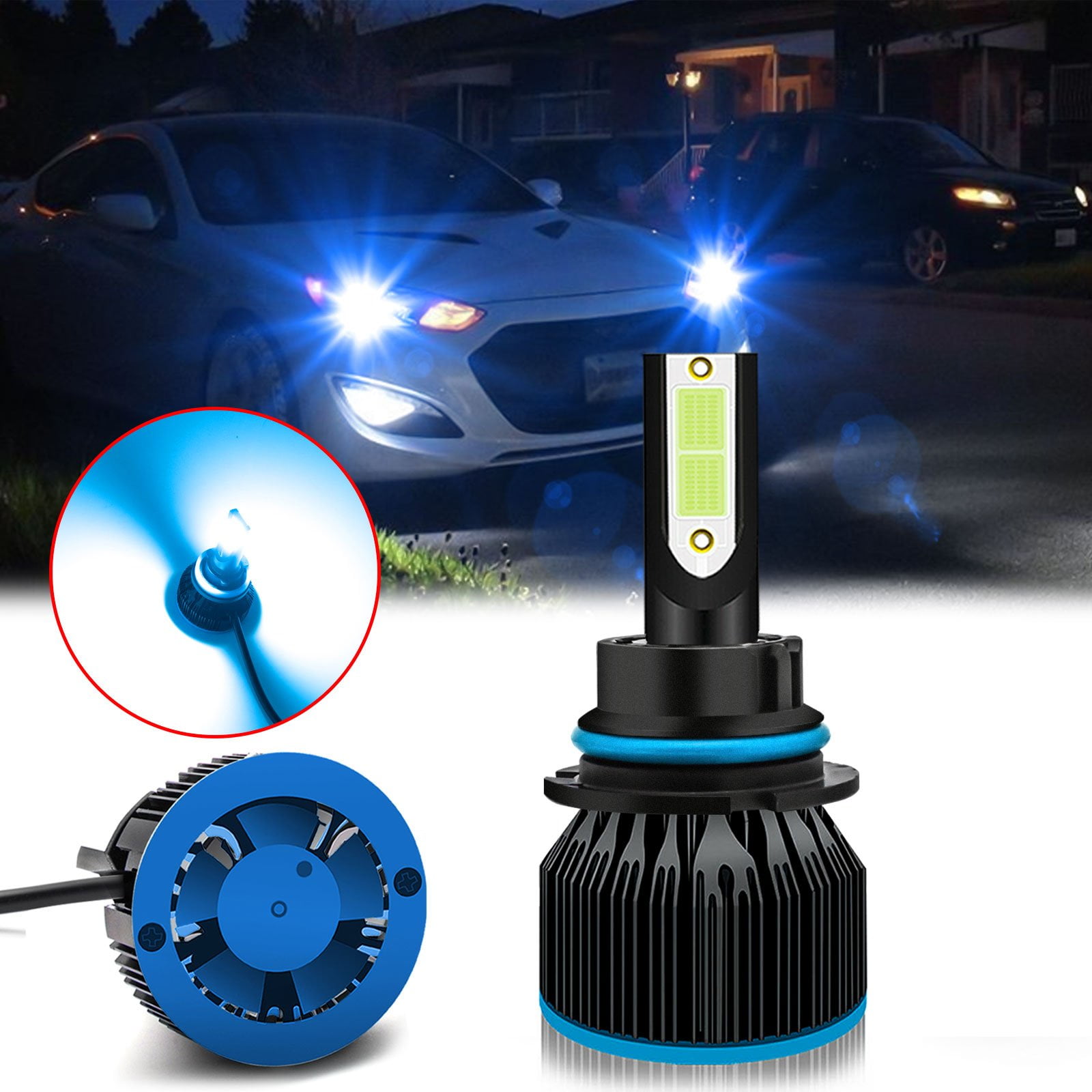 Xotic Tech 9007 HB5 Ice Blue LED Headlight Bulb All-in-one Conversion ...