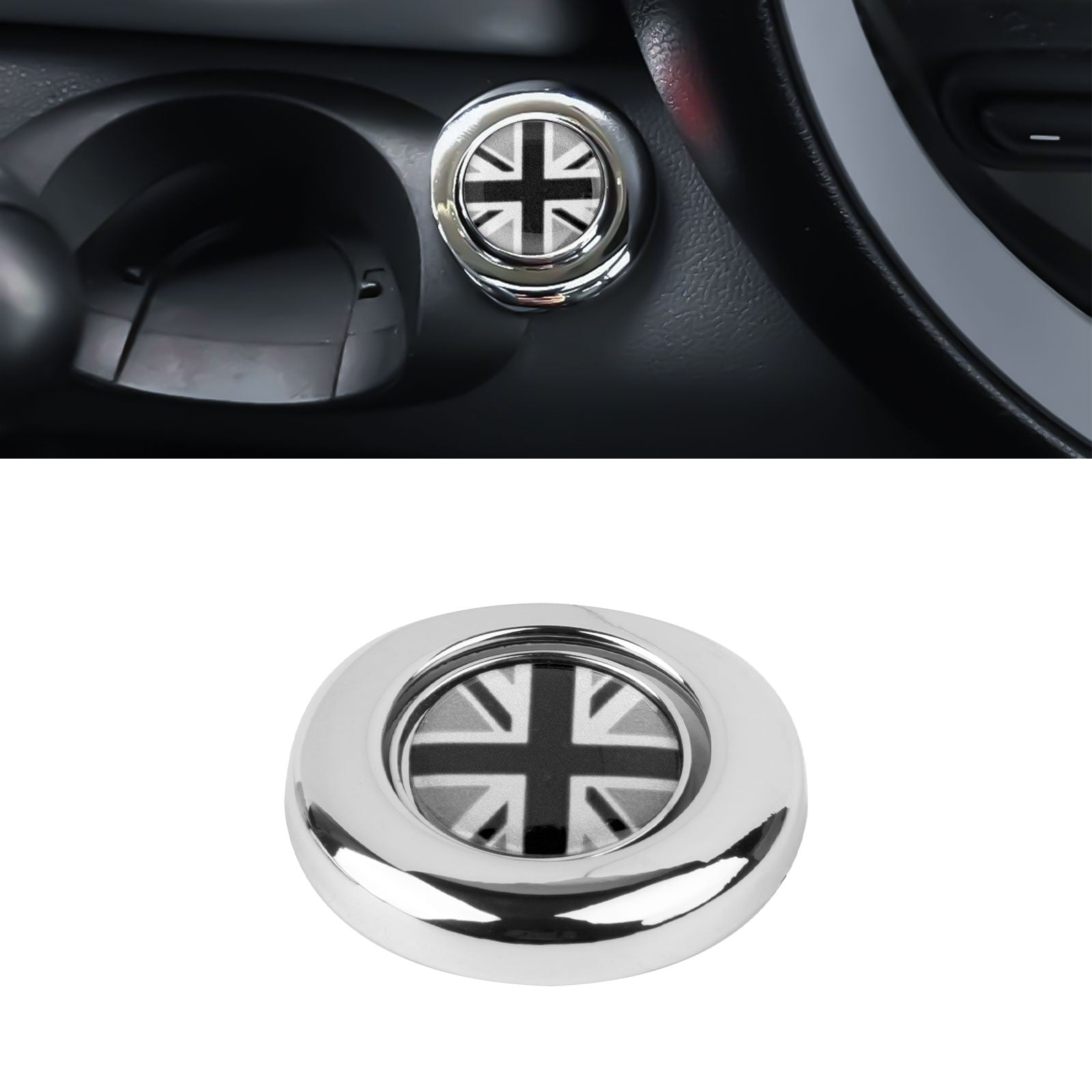 Xotic Tech Black/Gray UK Union Jack Car Engine Push Start Stop Button ...