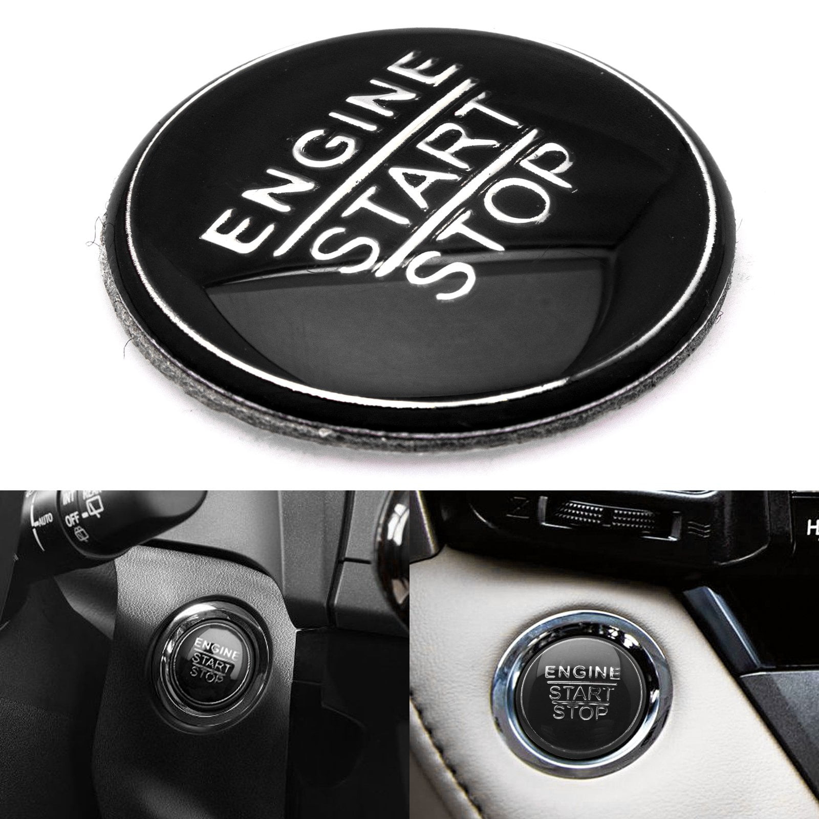 Xotic Tech Black Keyless Engine Ignition Switch Button Cap Cover ...