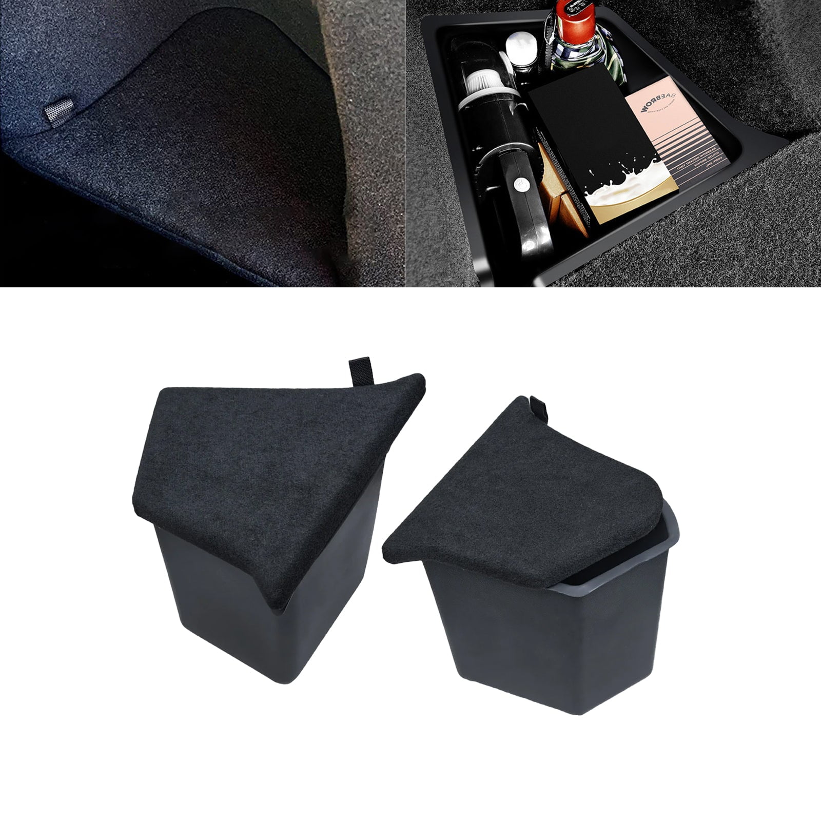 Xotic Tech Black Rear Trunk Side Storage Grocery Box w/Lid Reinforced ...