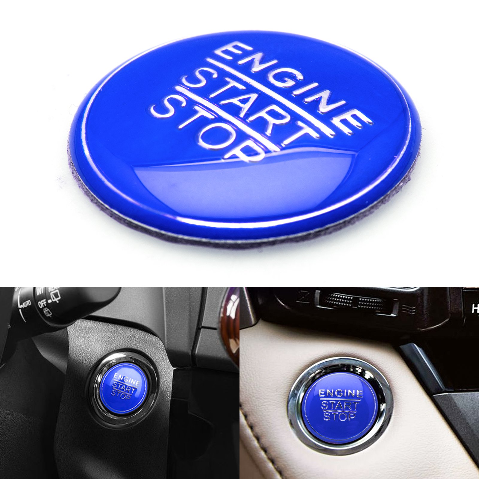 Xotic Tech Blue Keyless Engine Push Start Stop Button Cap Trim for ...