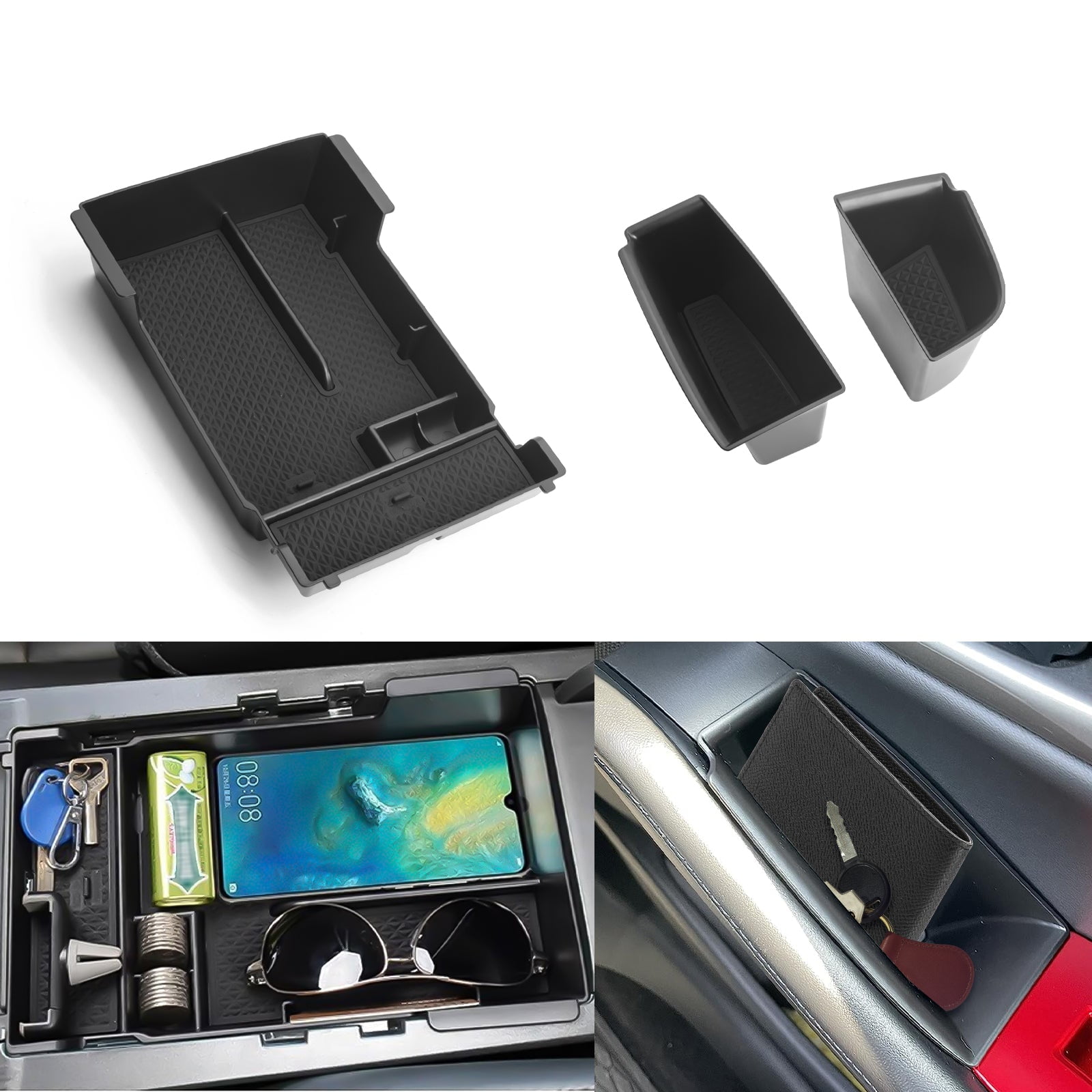 Xotic Tech Car Center Console Organizer Tray Armrest Secondary Storage ...