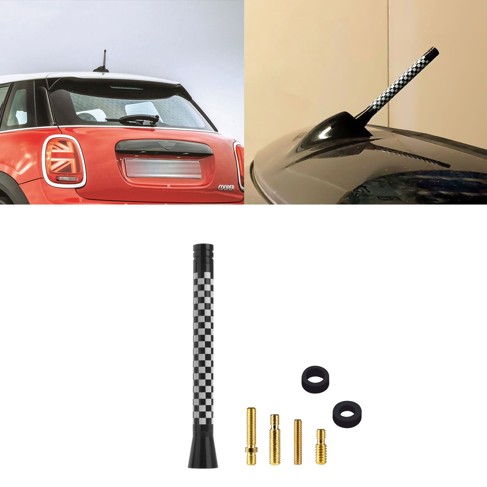Xotic Tech Car Long Antenna Black/White Checkerboard Theme Compatible ...