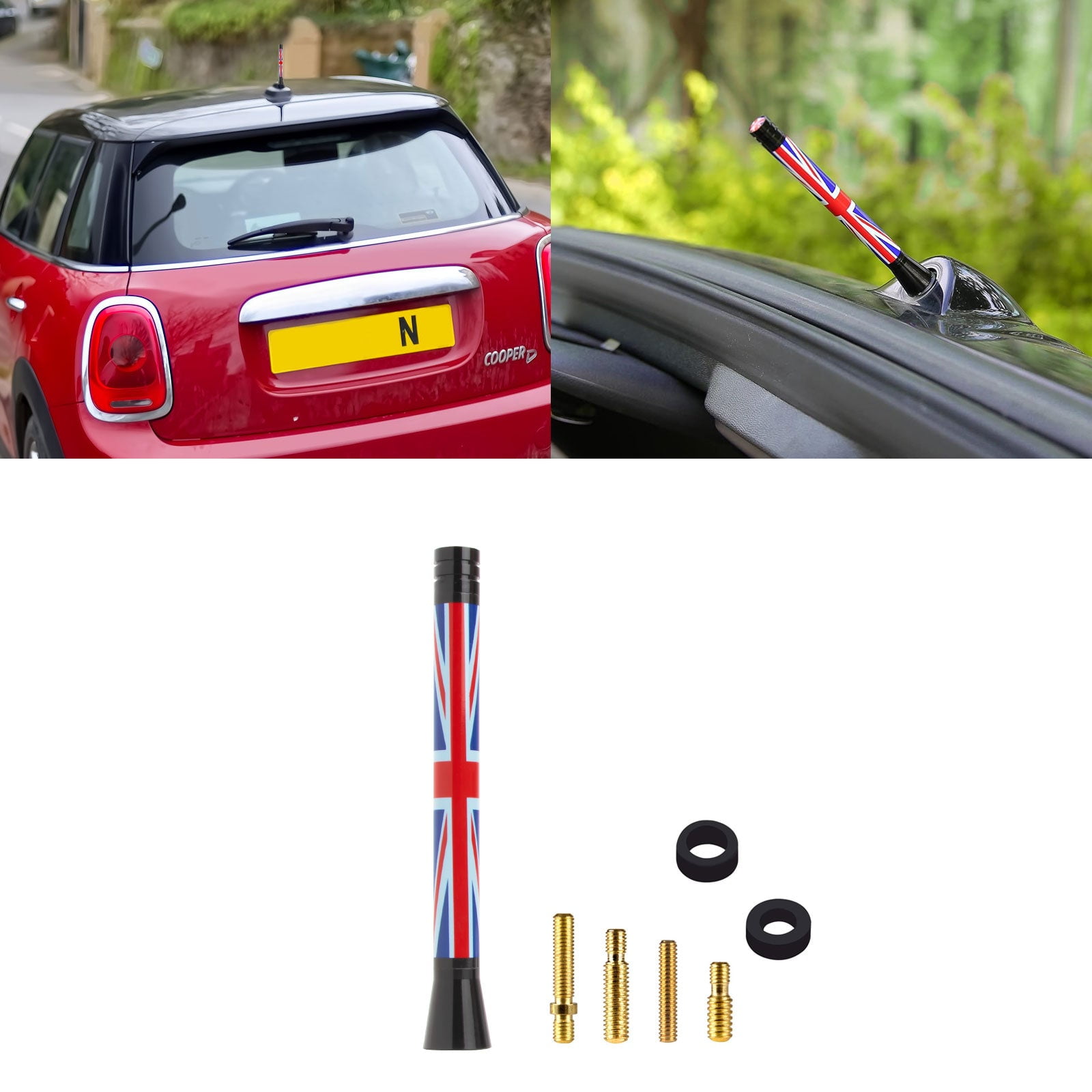 Xotic Tech Car Long Antenna Red Blue Union Jack Flag Theme Compatible with Mini Cooper All Models More Other Cars 4.2 Walmart