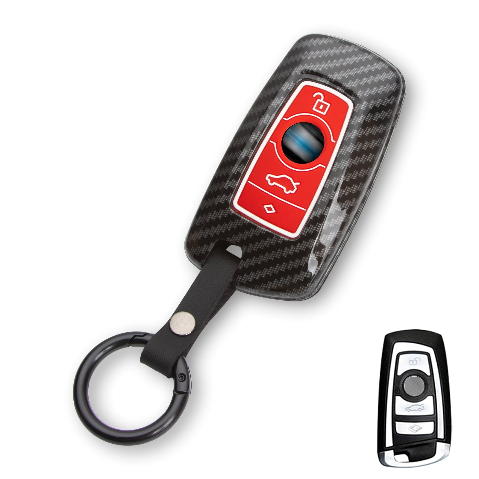 Xotic Tech Carbon Fiber Pattern Black Silicone Case Key Fob Cover Full ...