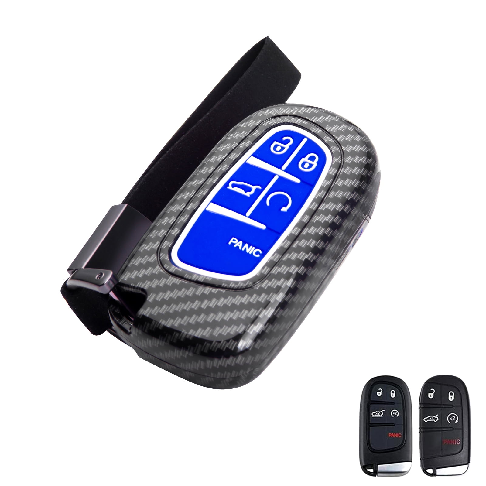 Xotic Tech Carbon Fiber Pattern Blue Silicone Key Fob Shell Full Cover ...