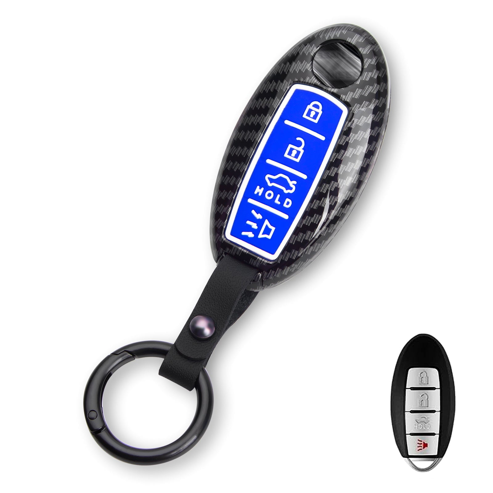 Xotic Tech Carbon Fiber Pattern Smart Key Fob Case Cover w/Keychain ...