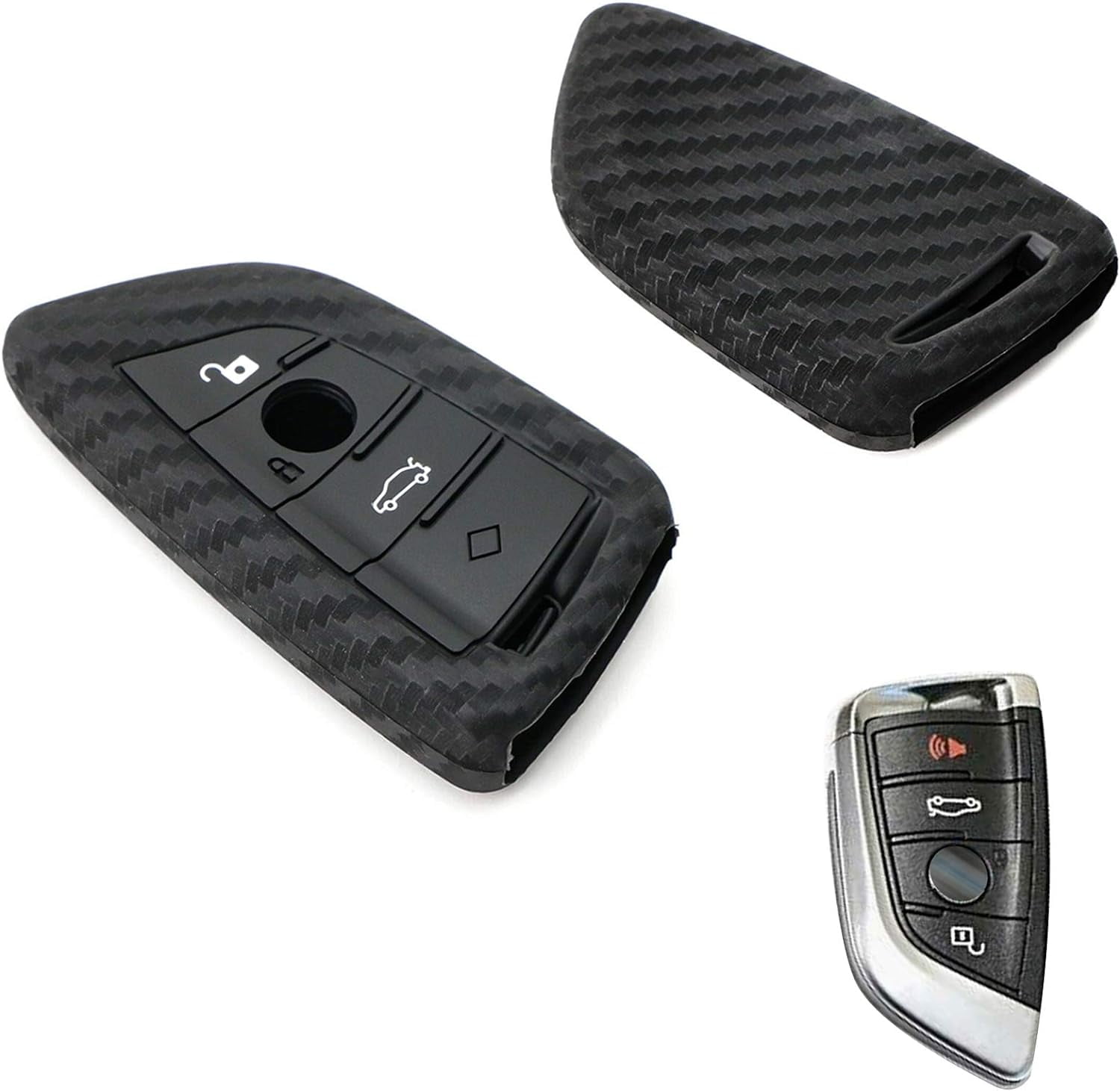 Xotic Tech Carbon Fiber Pattern Soft Silicone Key Fob Shell Cover Case ...