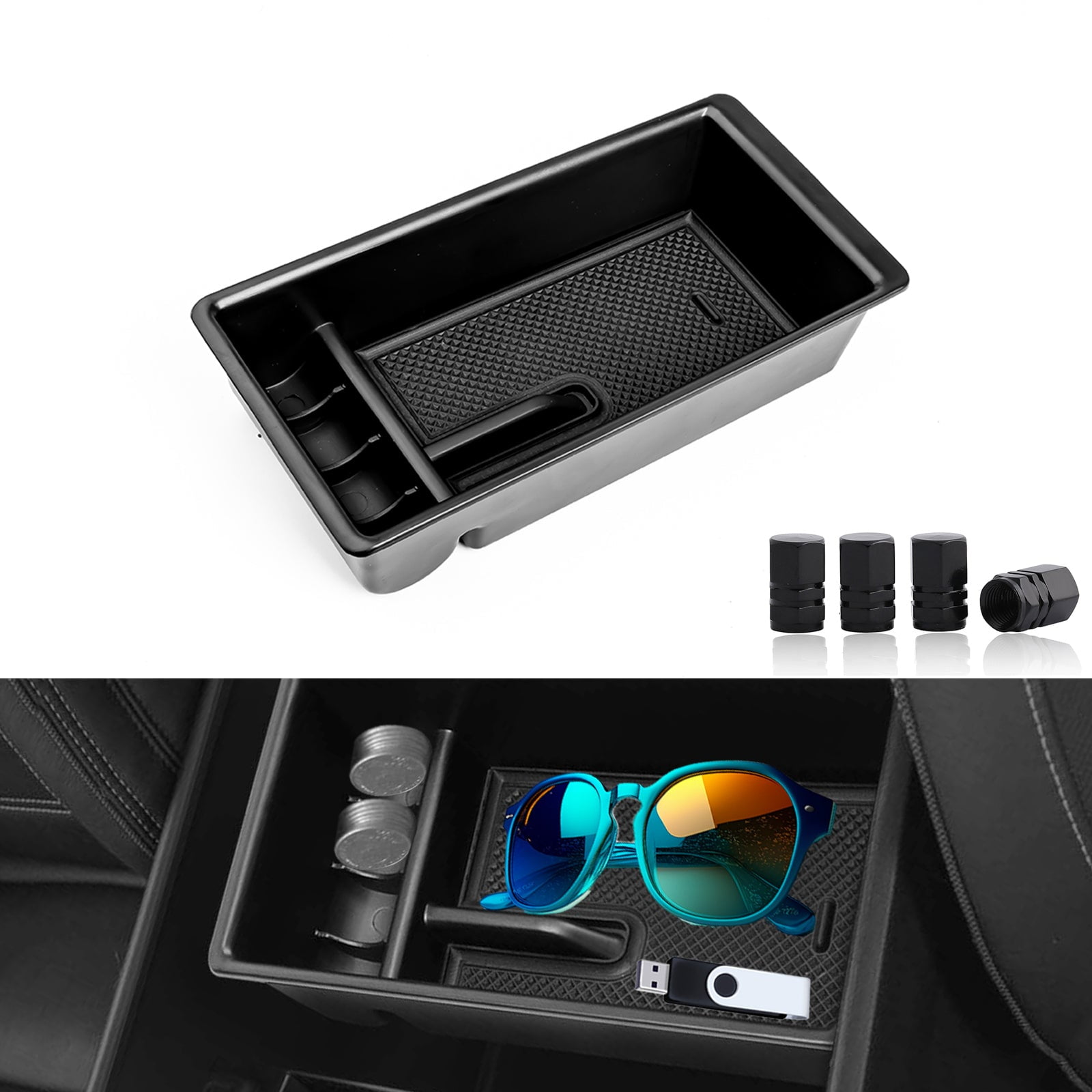 Xotic Tech Center Console Armrest Box Secondary Storage Coin Holder ...