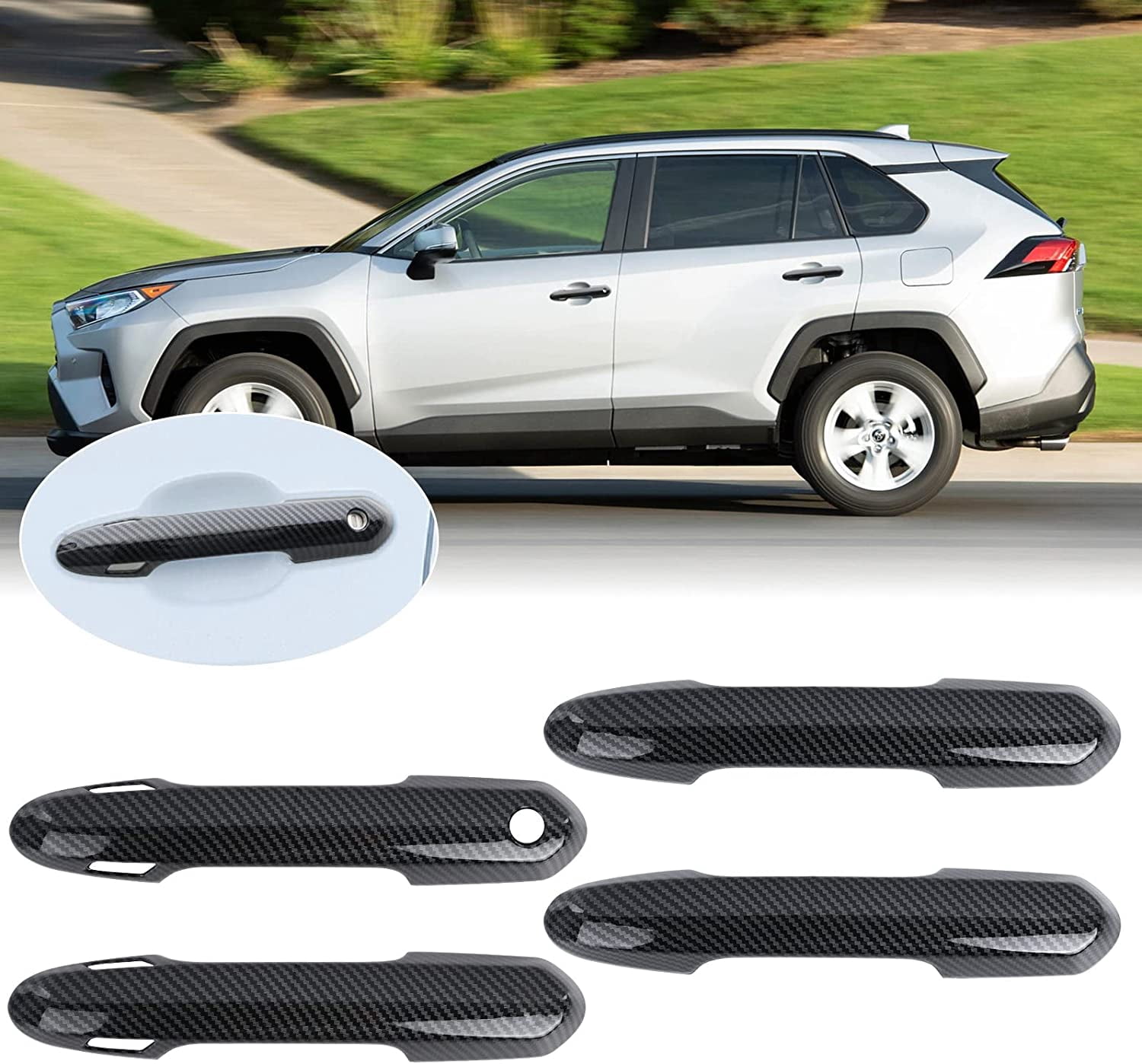 Xotic Tech Exterior Door Handle Cover Trim, Carbon Fiber Pattern ...