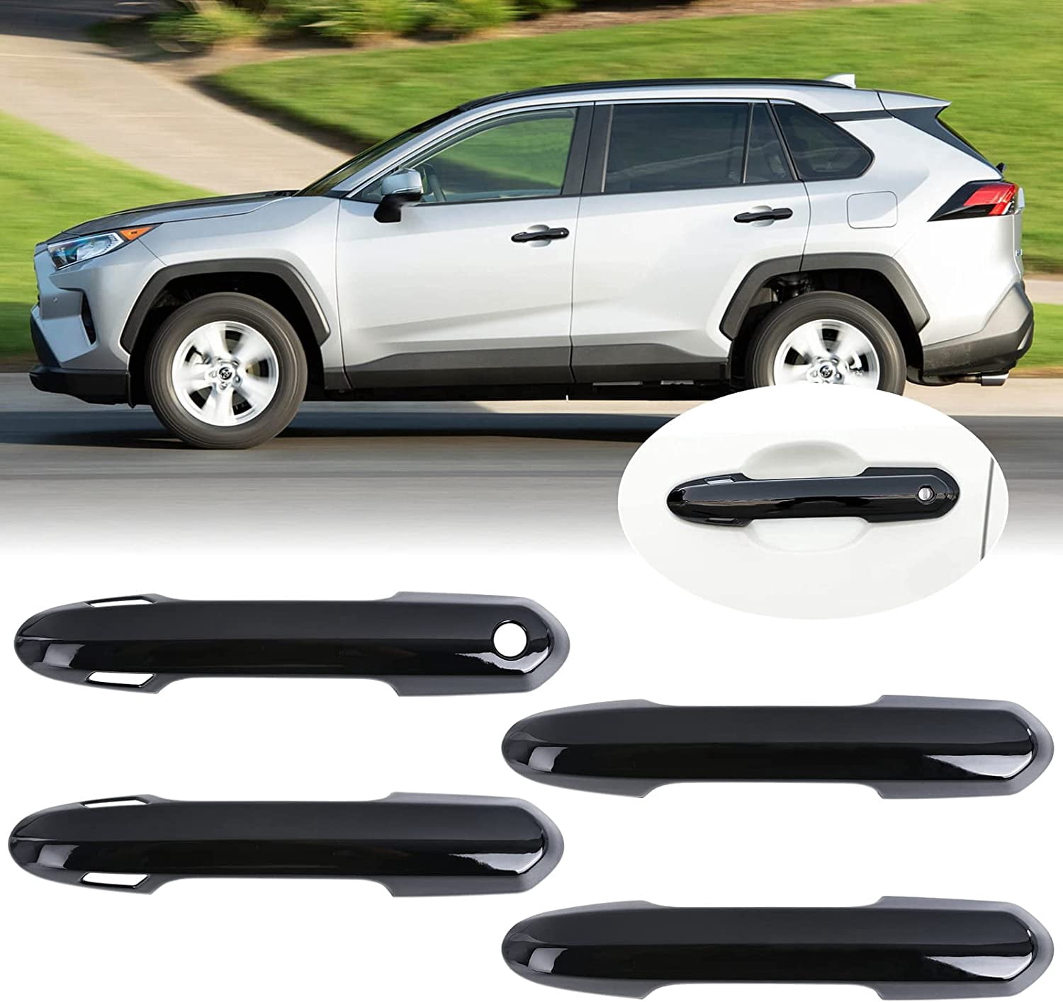 Xotic Tech Exterior Door Handle Cover Trim, Glossy Black, Compatible ...