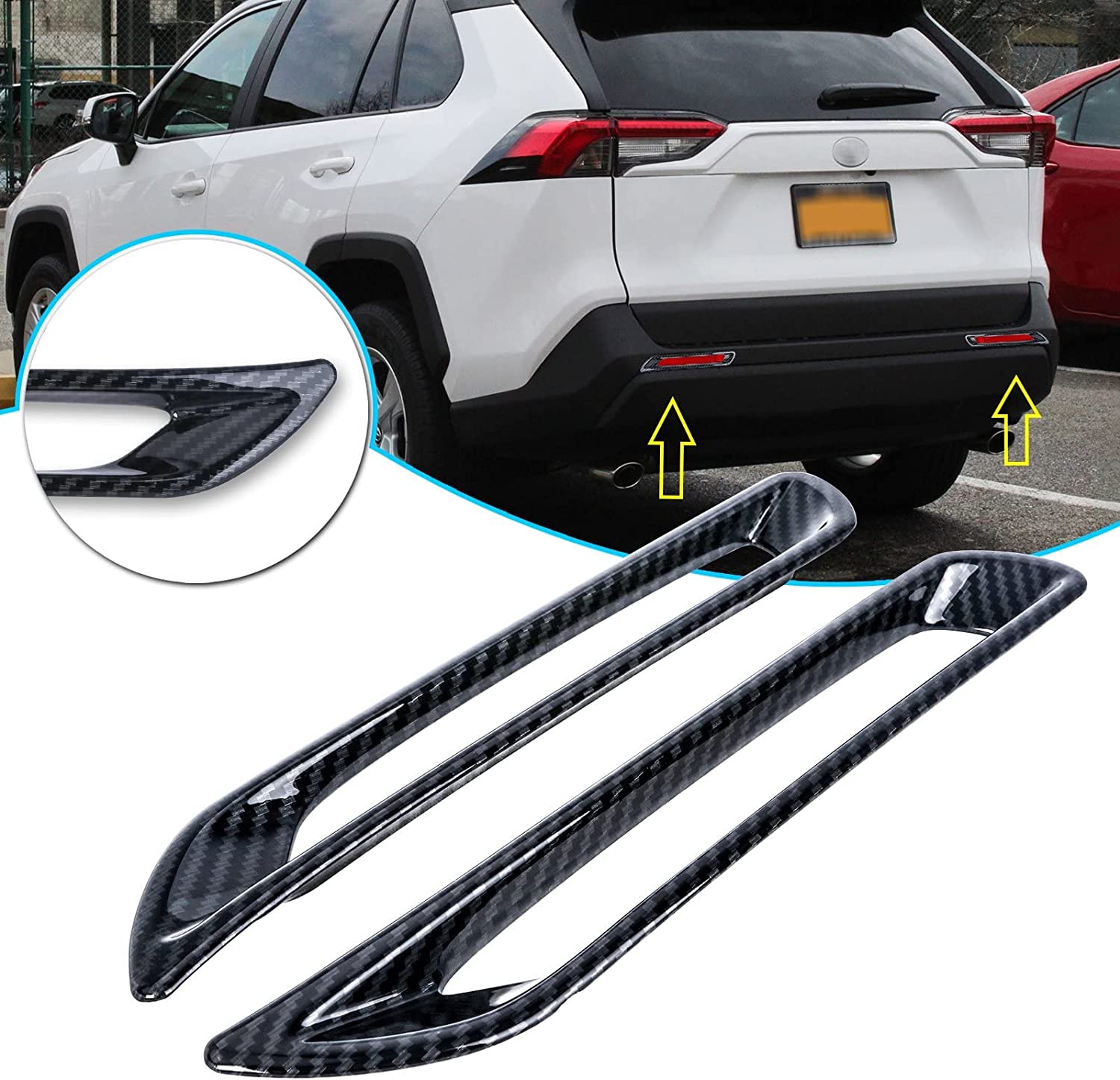 Xotic Tech Exterior Rear Bumper Reflector Fog Bezel Cover Trim, Carbon ...