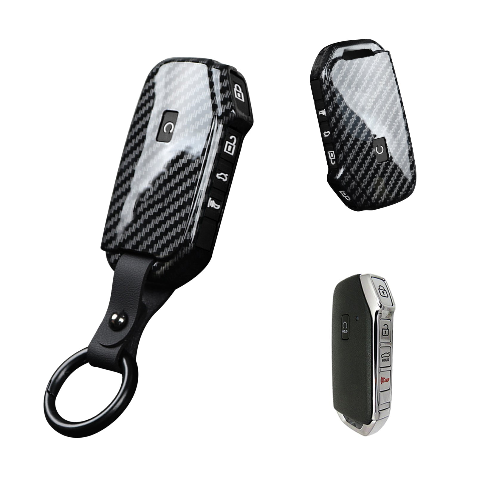 Xotic Tech Glossy Black Carbon Fiber Pattern ABS Key Fob Shell Cover w ...