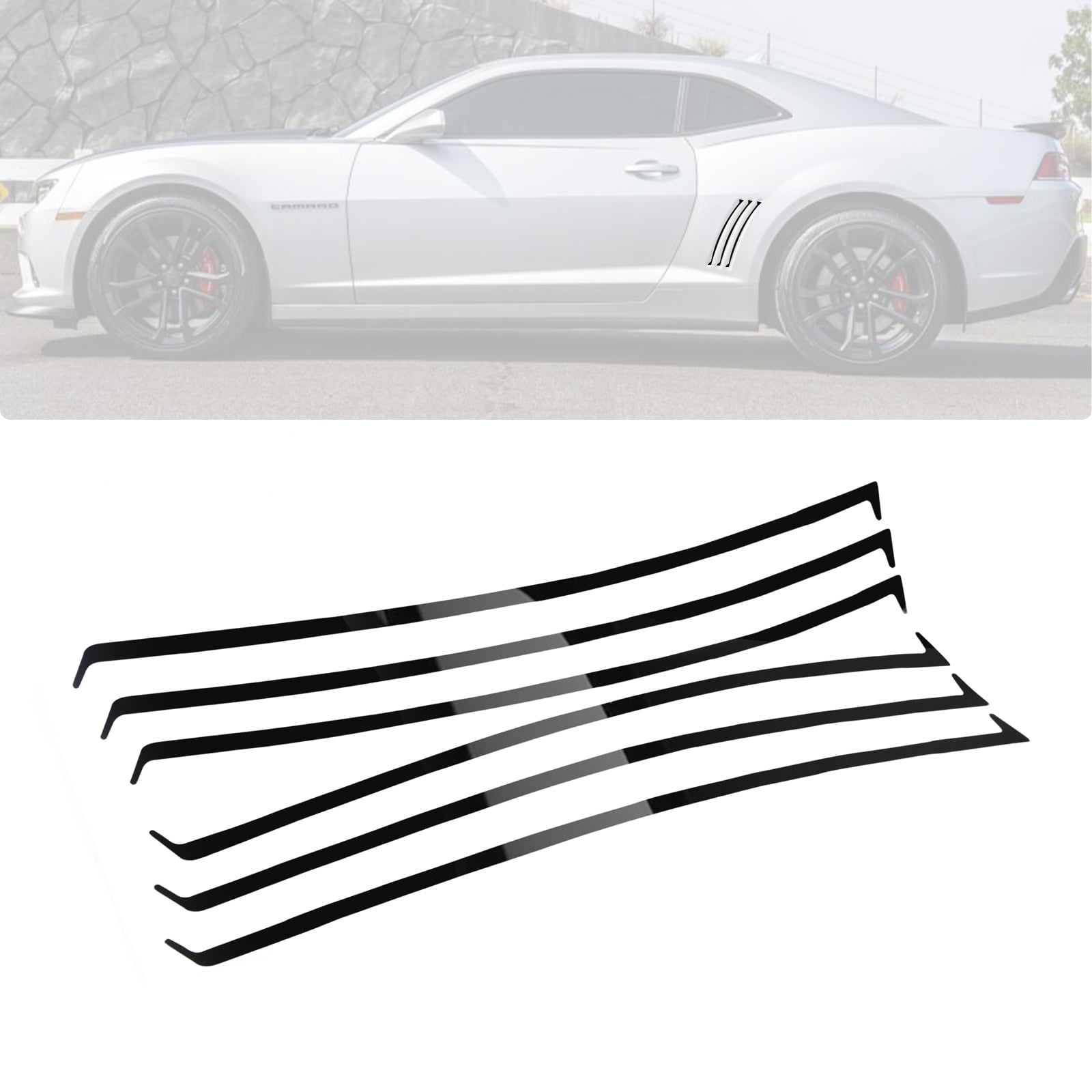 Xotic Tech Glossy Black Side Fender Vent Insert Vinyl Stripes Stickers ...