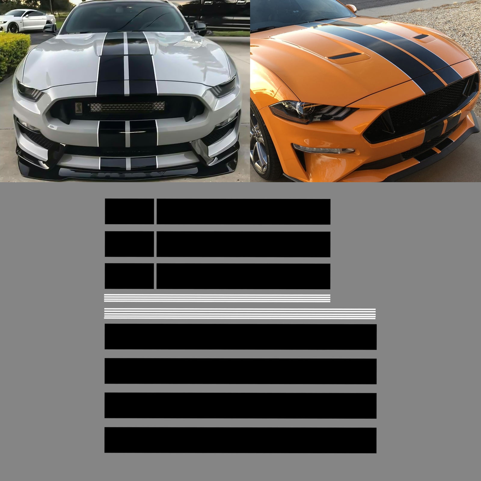 Xotic Tech Glossy Black w/White Vinyl Racing Stripe Car Hood Graphics ...