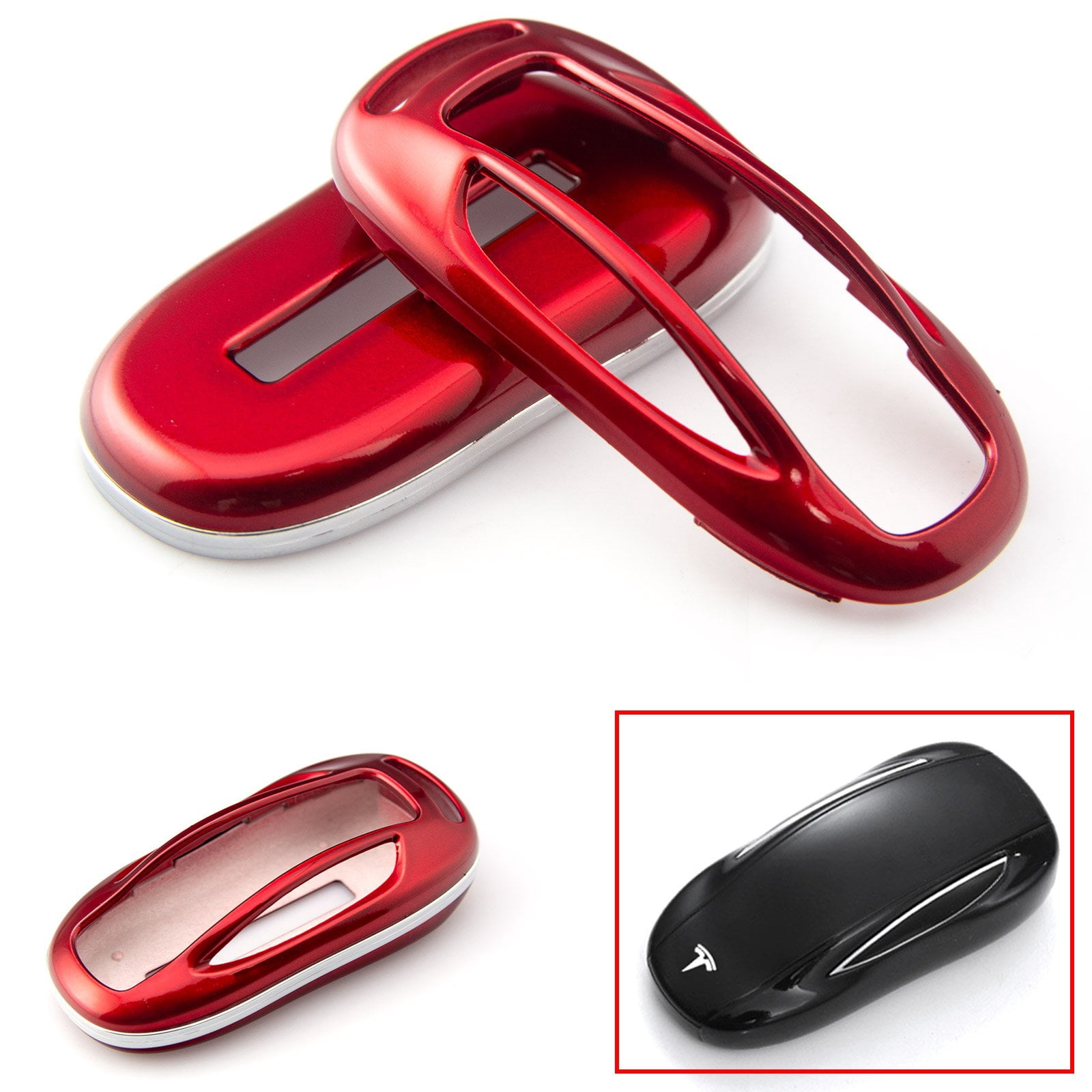 Xotic Tech Glossy Red Key FOB Cover Hard Shell Case for Tesla Model X ...