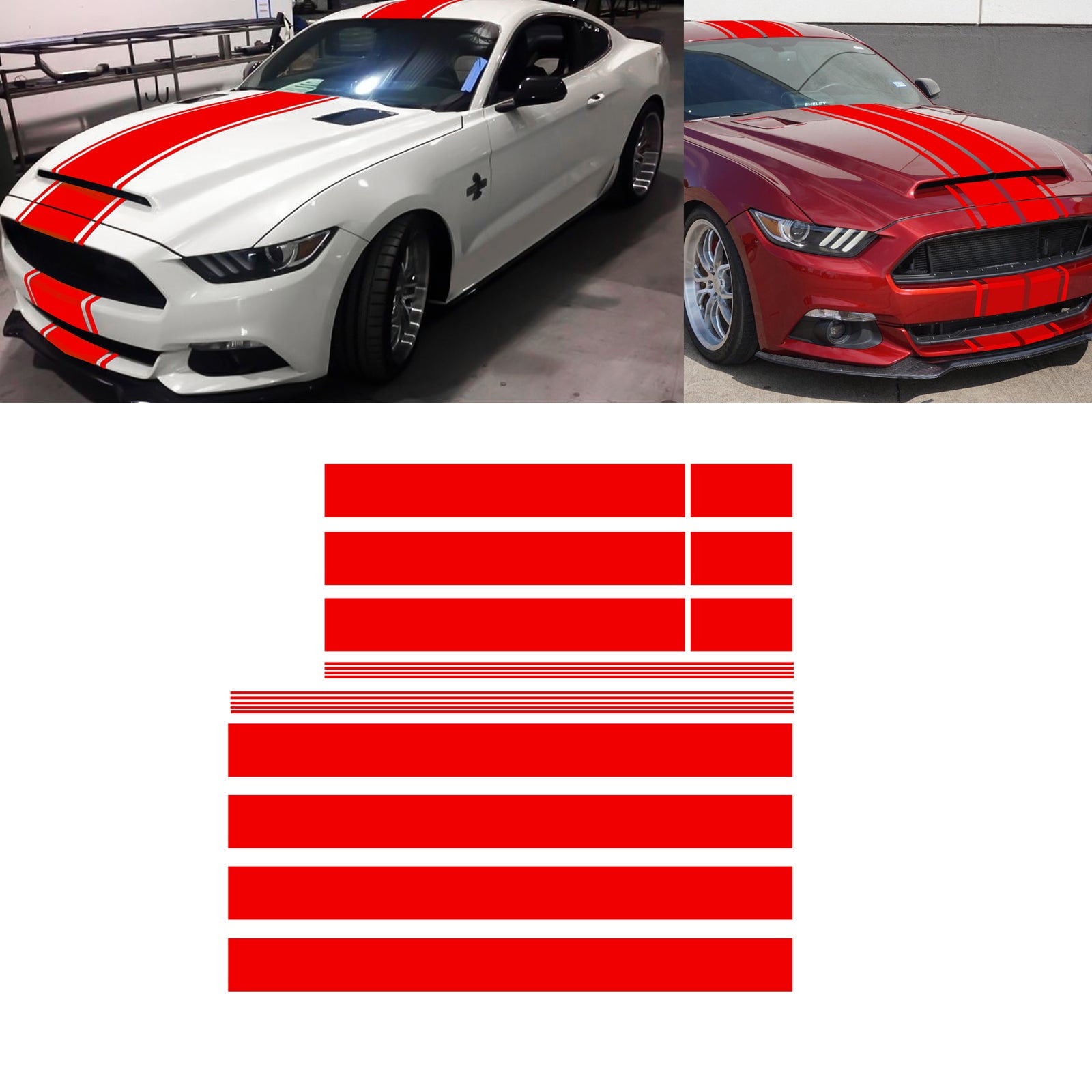 Xotic Tech Glossy Red w/Red Vinyl Racing Stripe Car Hood Graphics Decal ...