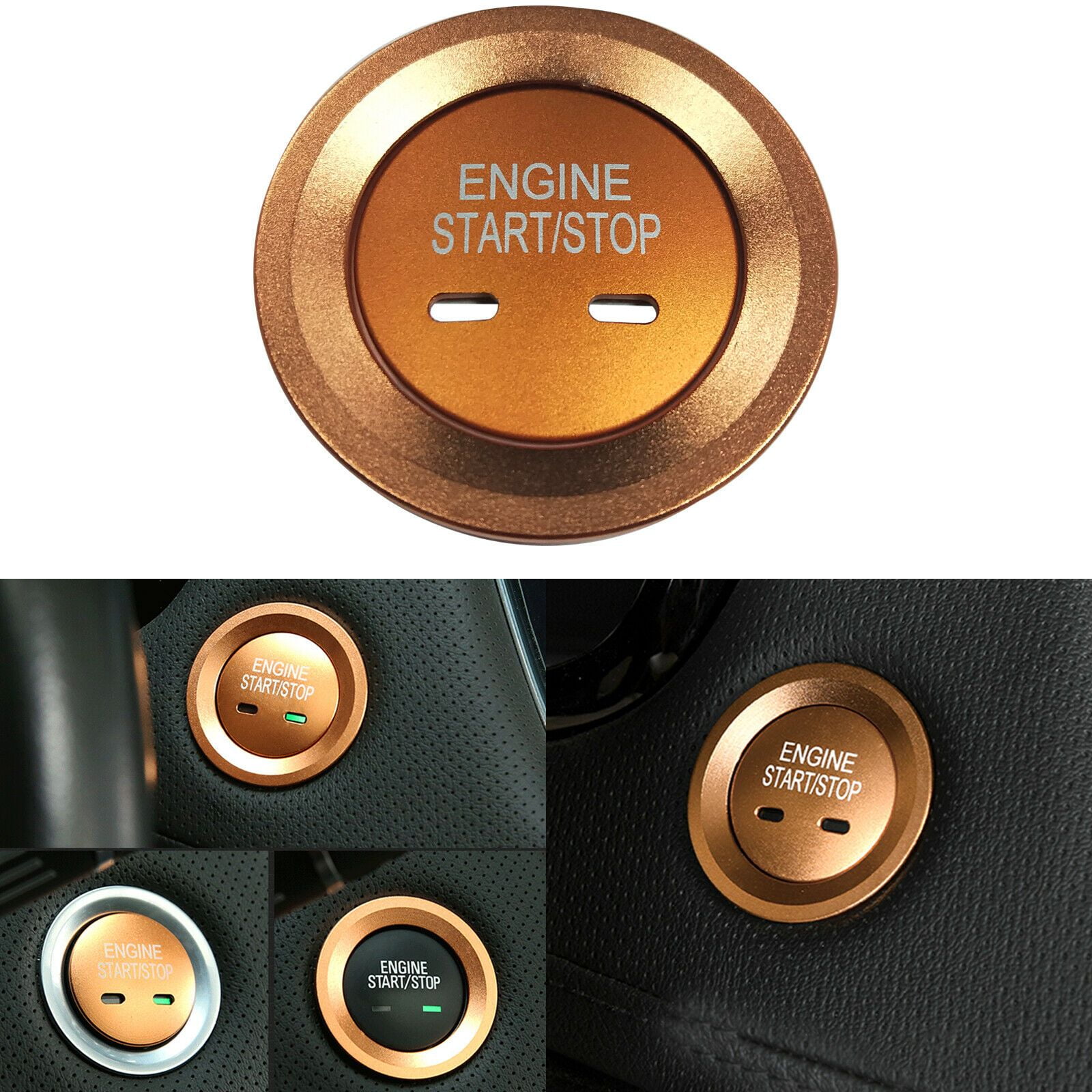 Xotic Tech Gold Keyless Engine Ignition Switch Button Cap Cover with ...