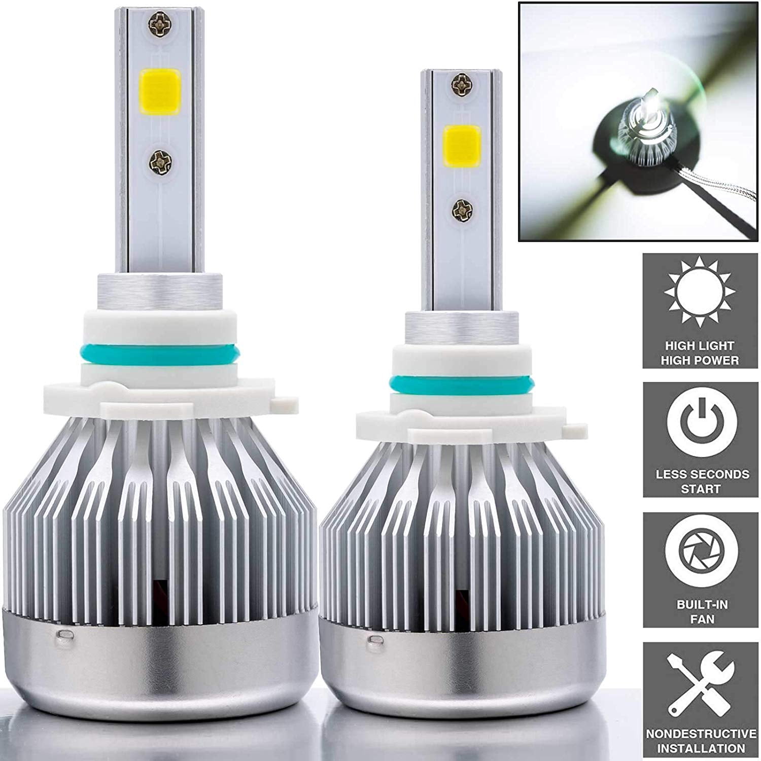 Xotic Tech H10 9140 9145 LED Headlight Bulbs 6000K Xenon White for High ...