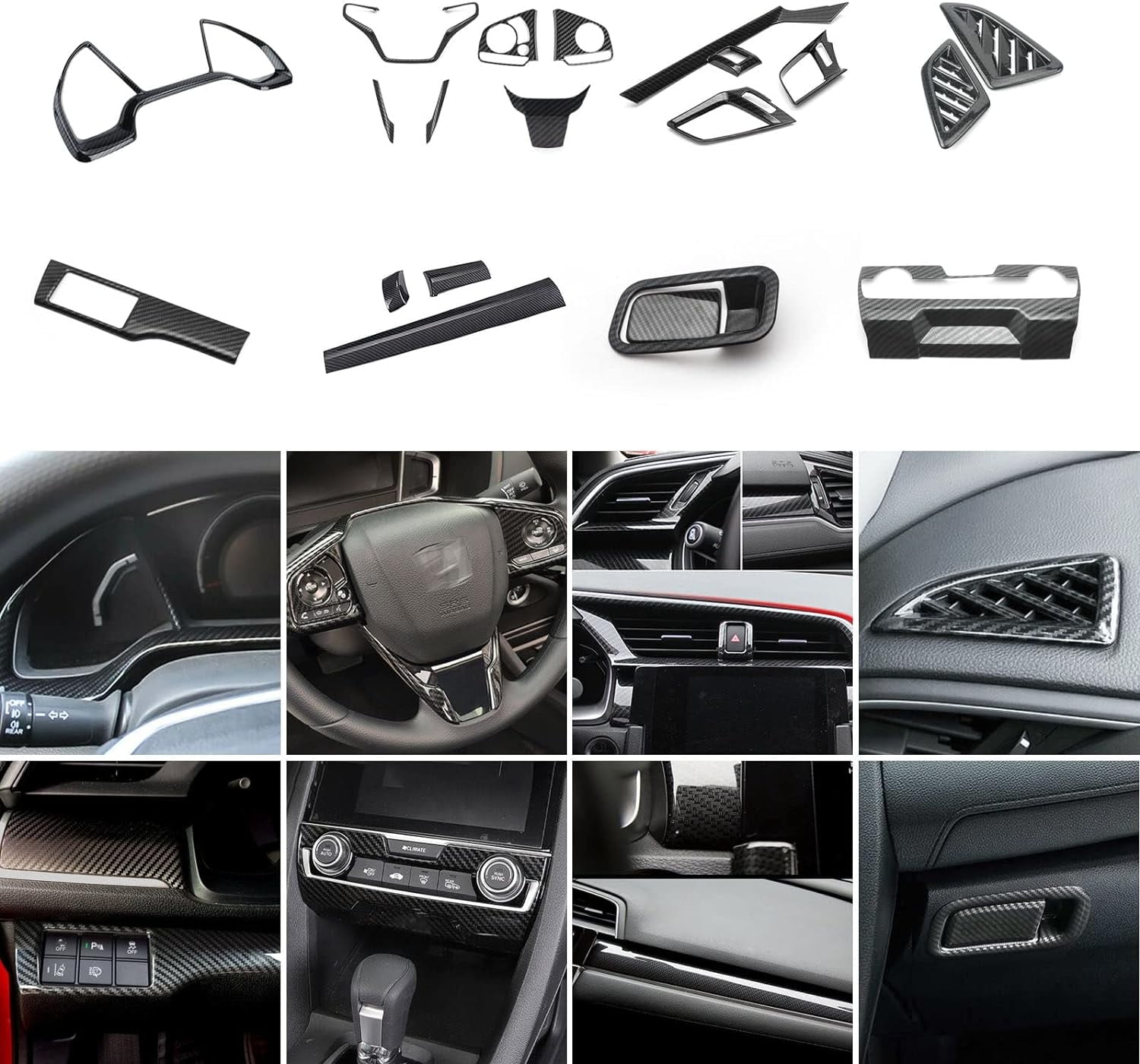 Xotic Tech Interior Center Console Dashboard Panel Headlight Switch Steering Wheel AC Vent Cover ...