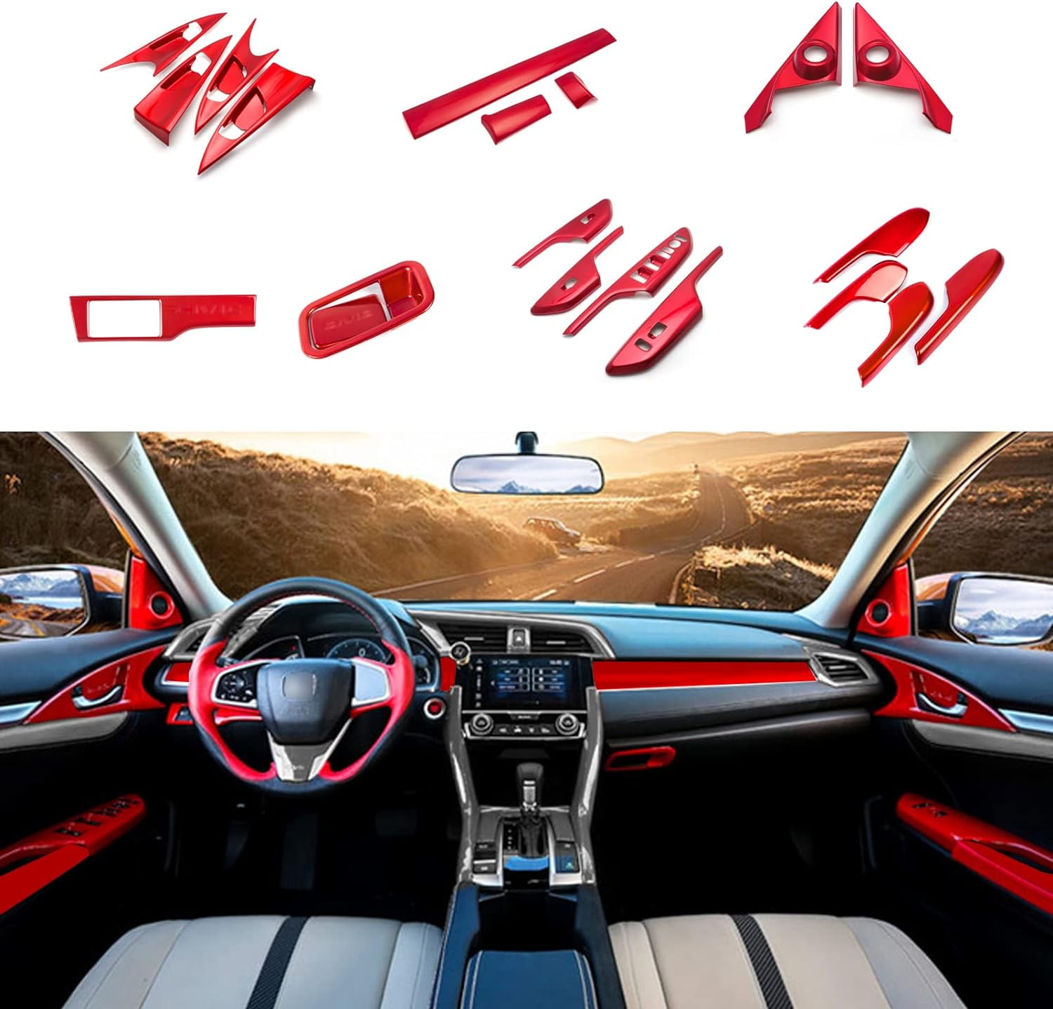 Xotic Tech Interior Center Console Stripe Armrest Window Switch Handle ...
